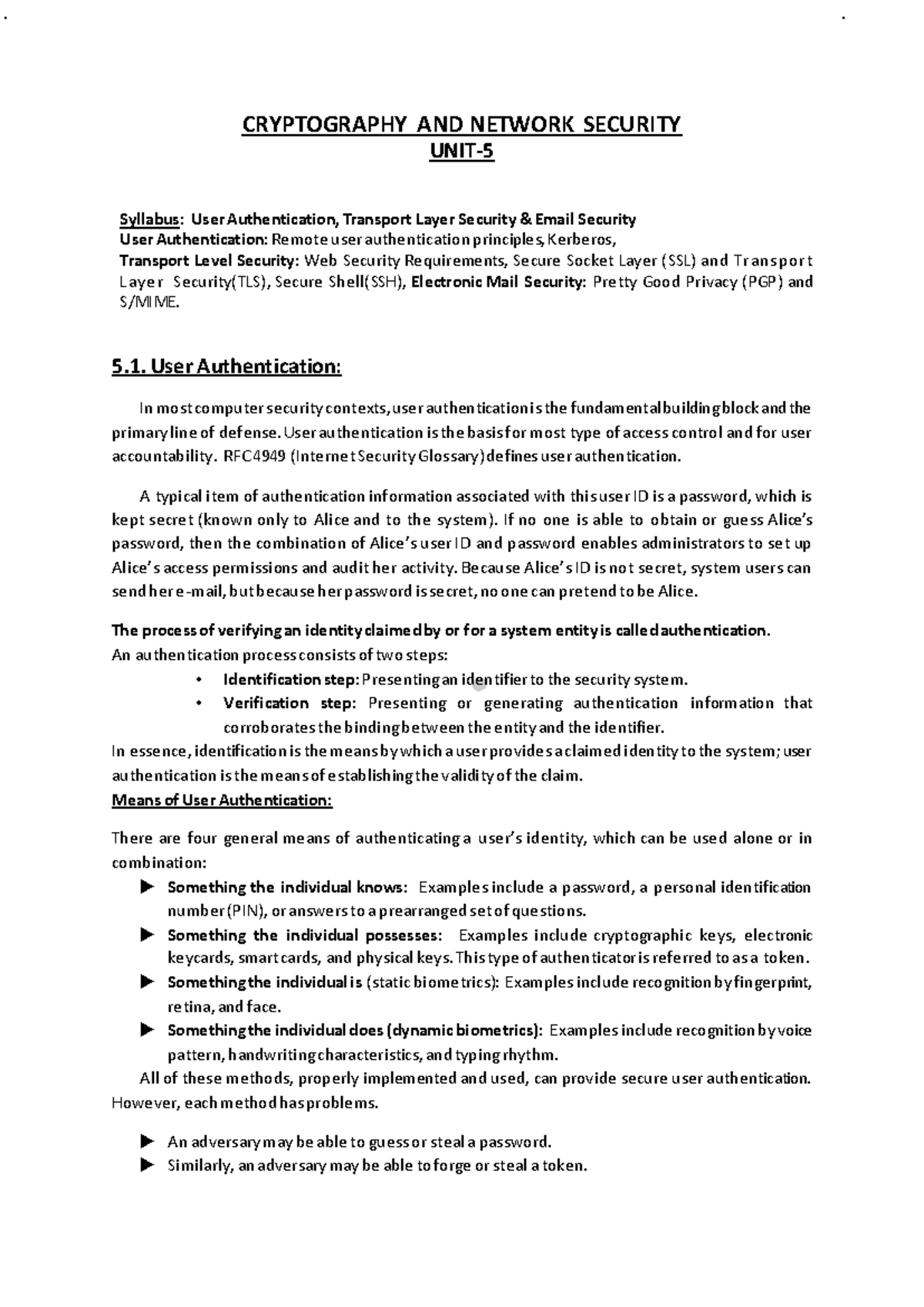Unit-5 - Cryptography and Network Security Notes - Studocu