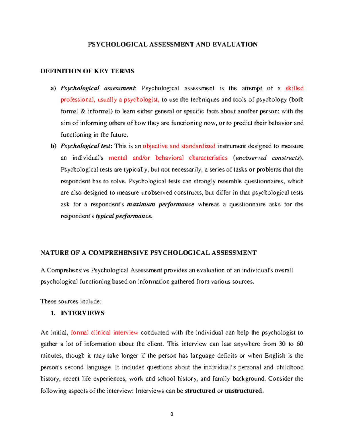 Psychological Testing & Assessment Notes (PSY 101) - Studocu