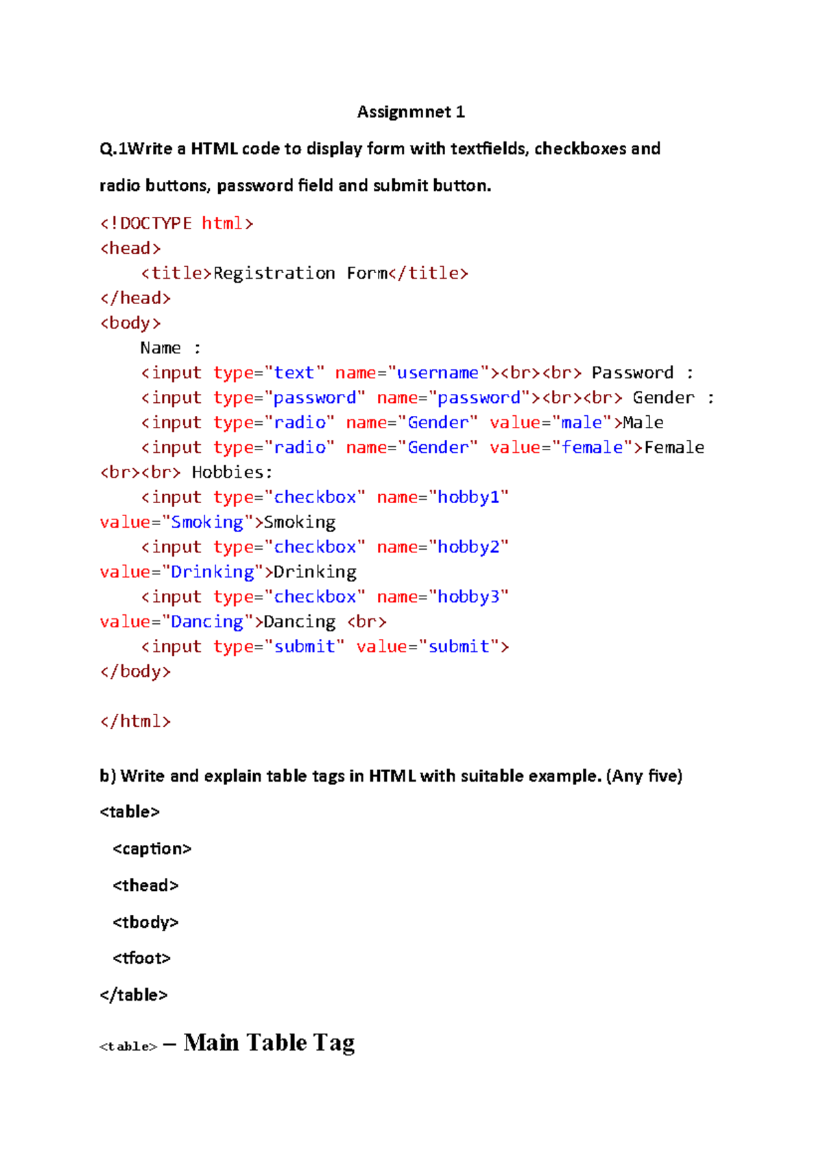 Assignment 1: HTML Forms, CSS Selectors, and Web Concepts - WEB TECH - Studocu
