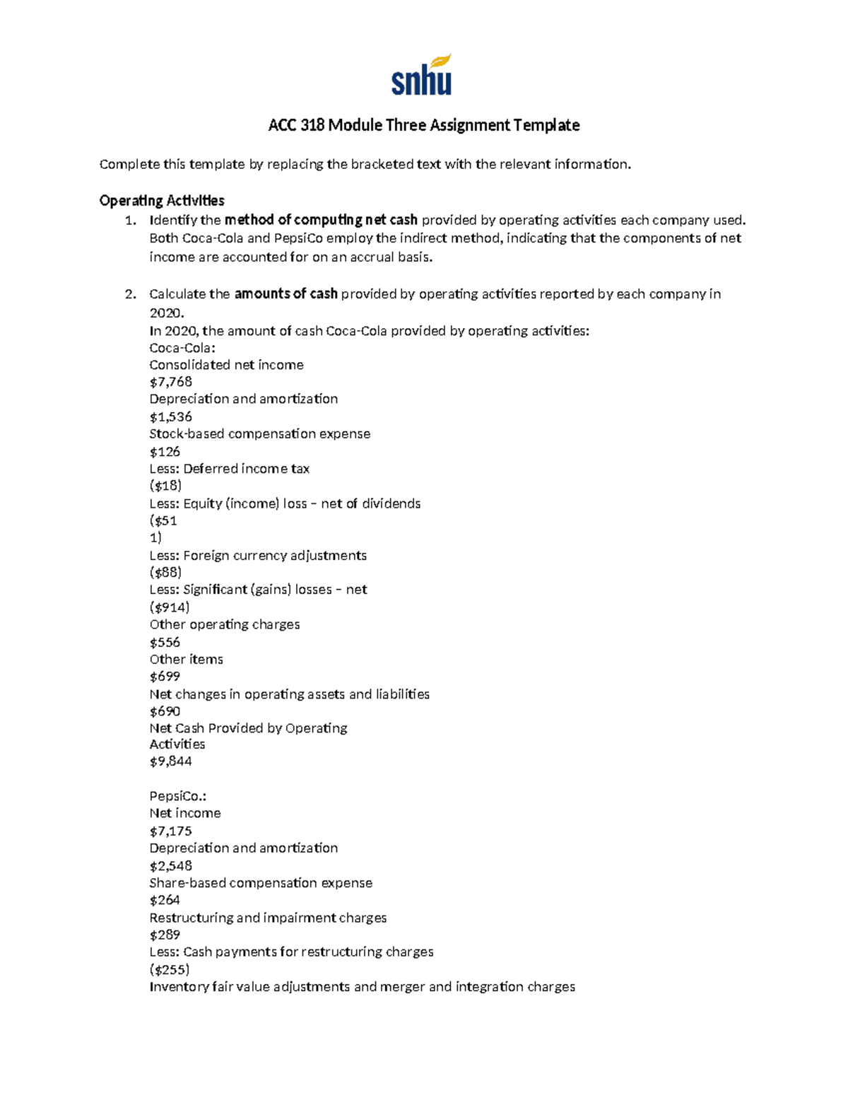 ACC 318 Module Three Assignment Template - ACC 318 Module Three ...