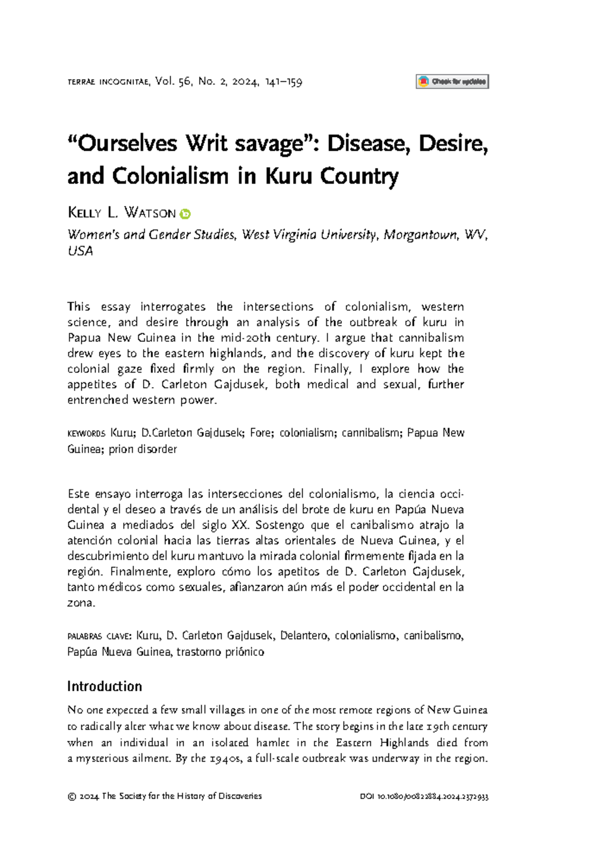 TERRAE INCOGNITAE: Writ on Kuru, Colonialism, and Desire in Papua New ...