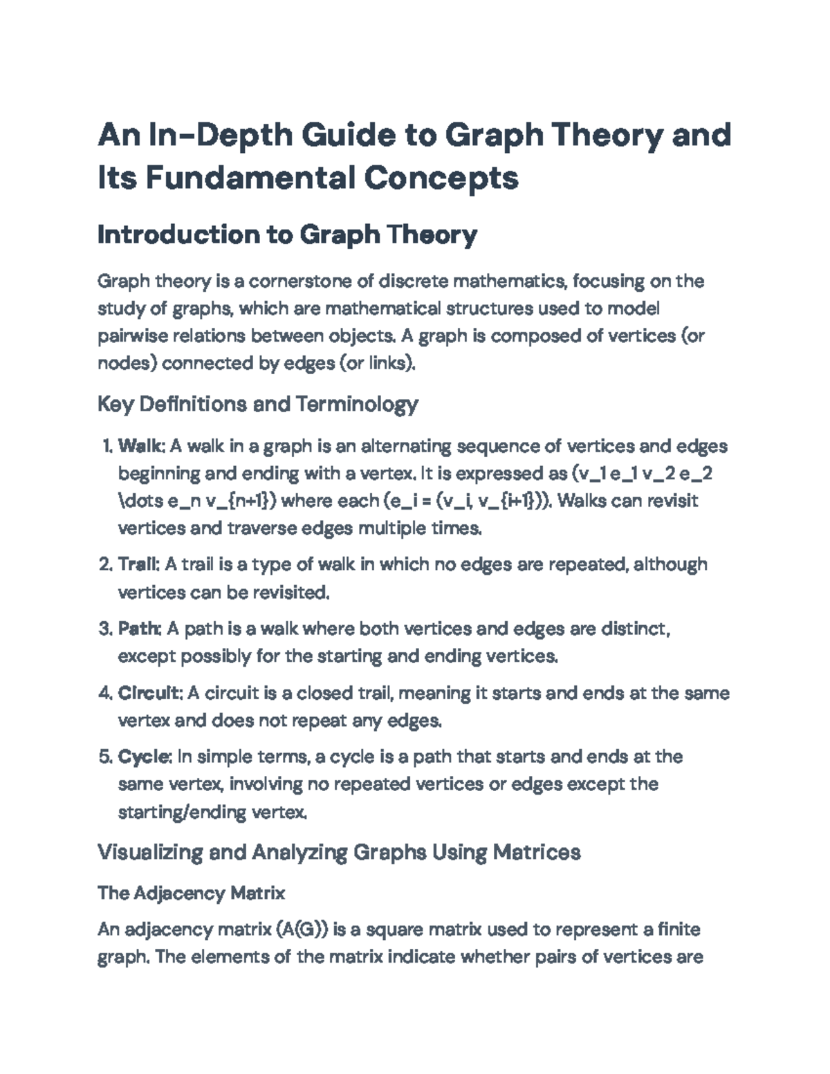 Graph Theory Essentials: Key Concepts & Applications (MATH 101) - Studocu