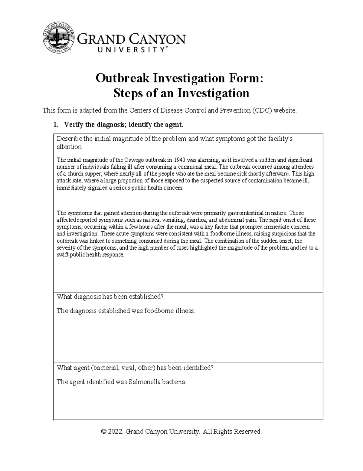 PUB 540 - Week 3 Assignment: Outbreak Investigation Overview - Studocu