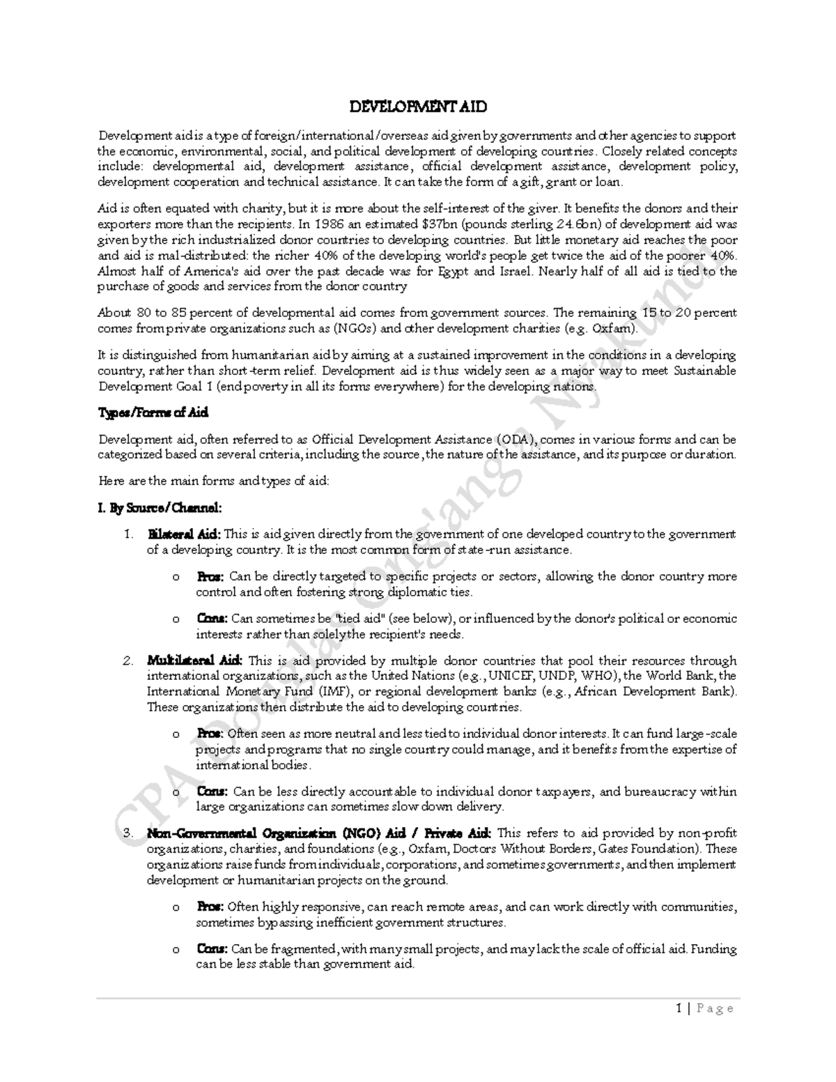 Development Aid: An In-Depth Analysis of ODA and Its Impact - Studocu