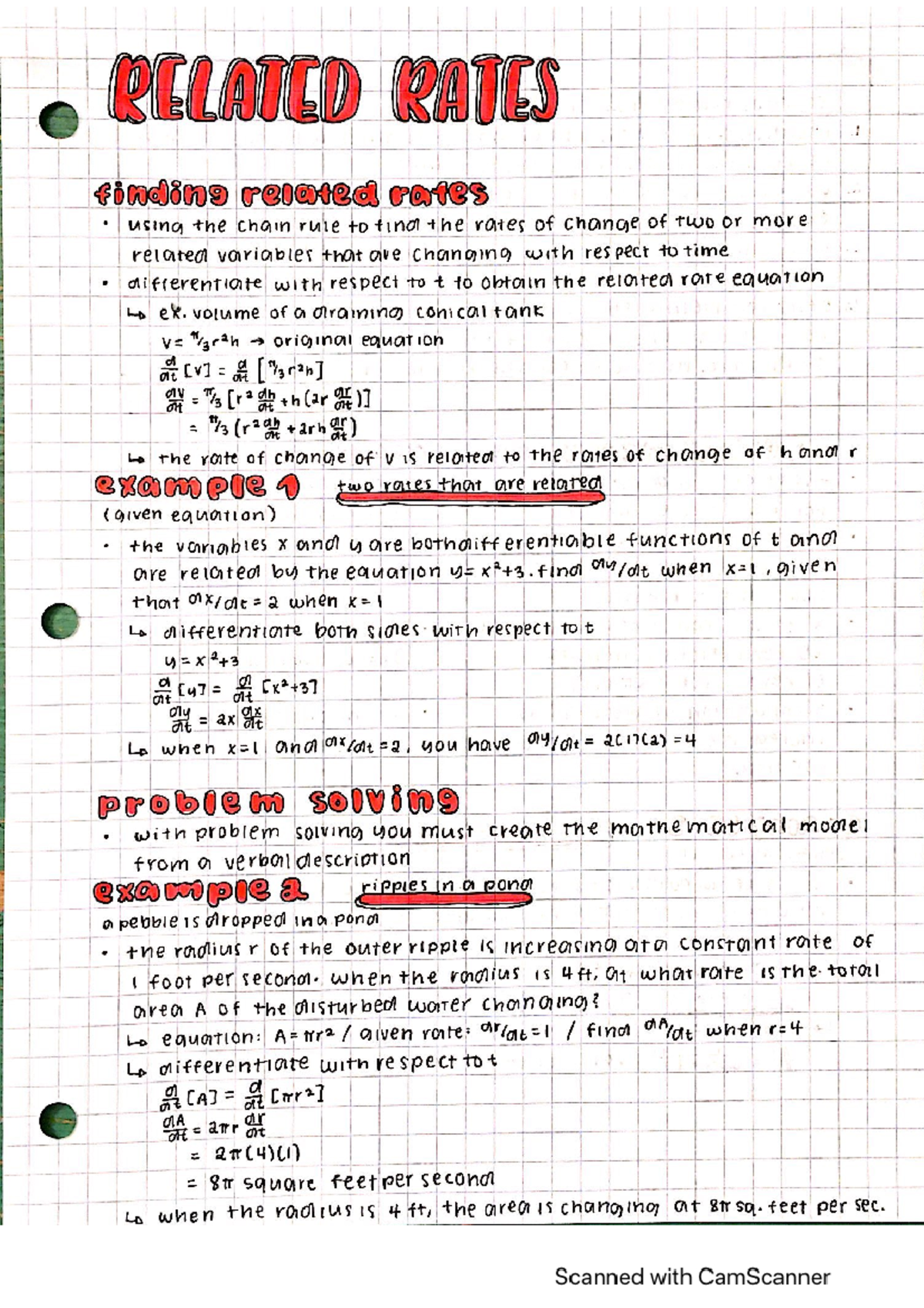Related rates notes + examples - RELAICO RATES finding related rates ...