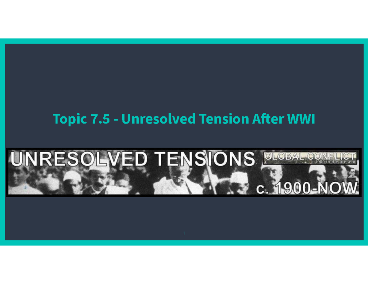 AP World History Unit 7.4: Unresolved Tensions Post-WWI and ...