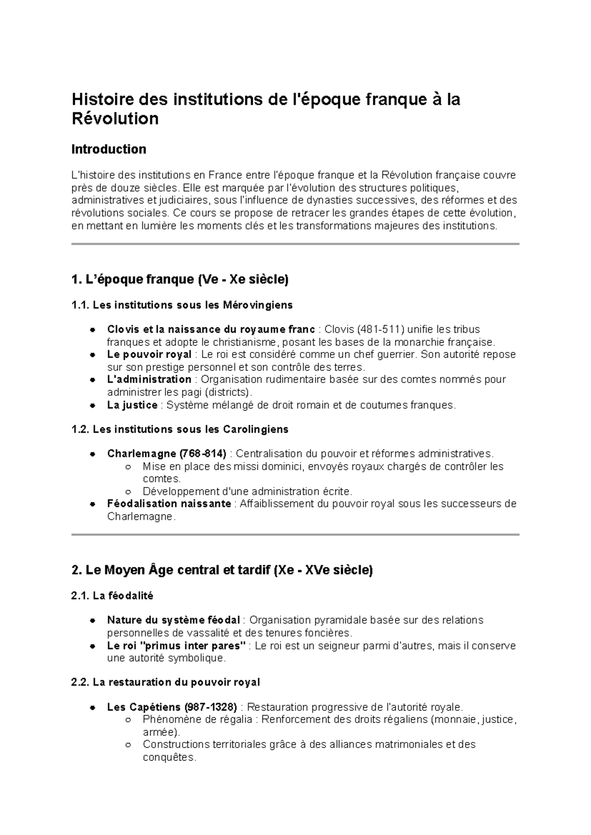 Histoire des institutions: de l'époque franque à la Révolution ...