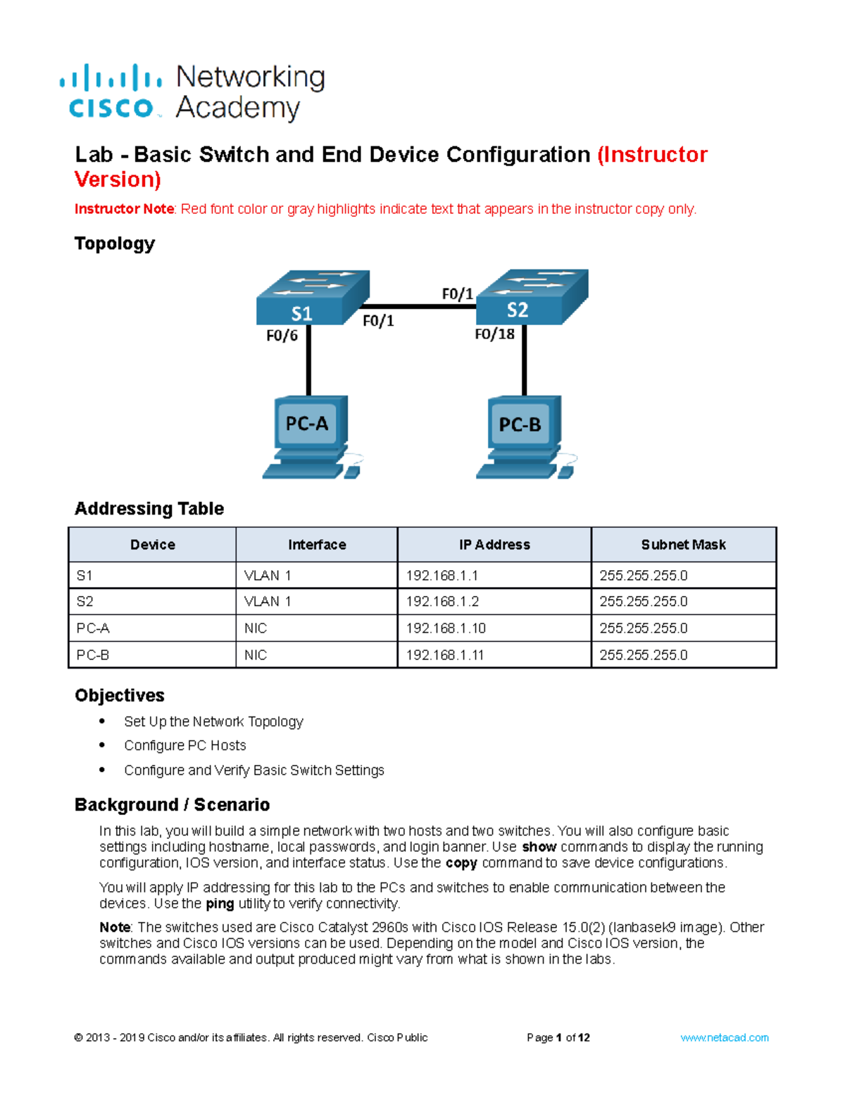 2.9.2 Lab - Basic Switch and End Device Configuration - ILM - Lab - Basic Switch and End Device ...