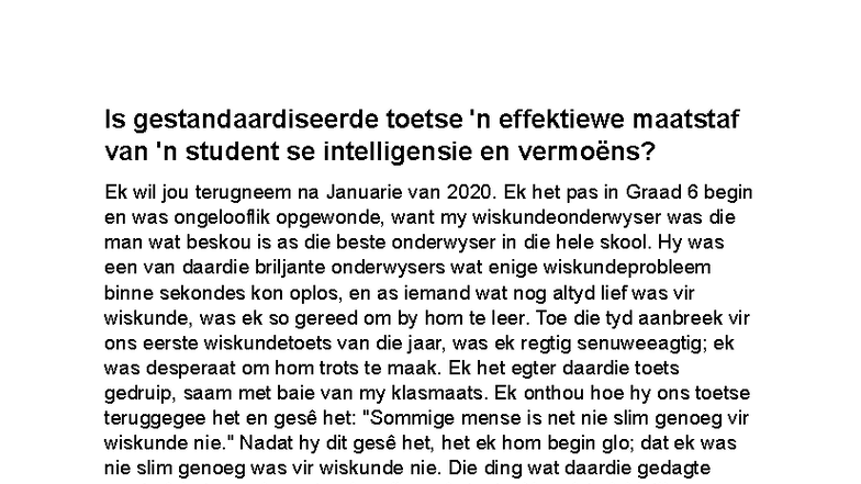 Gestandaardiseerde Toetse: 'n Kritiese Evaluering van Effektiewe ...