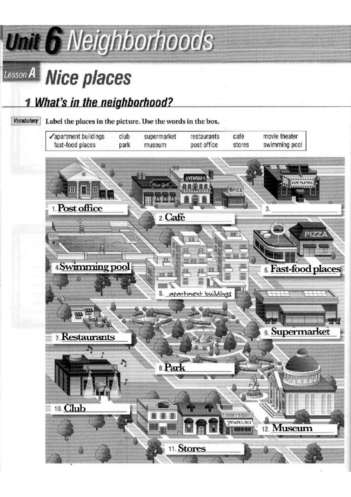 Unit 6 Neighborhoods Lesson: Vocabulary & Grammar Activities - Studocu