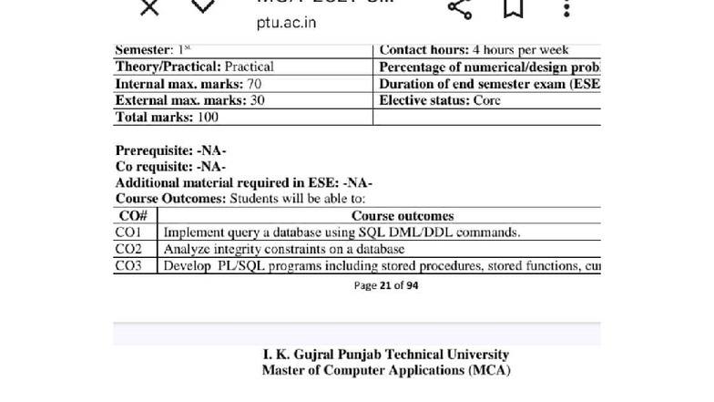 MCA 1st Sem Practical: Database Design & SQL Implementation - Studocu