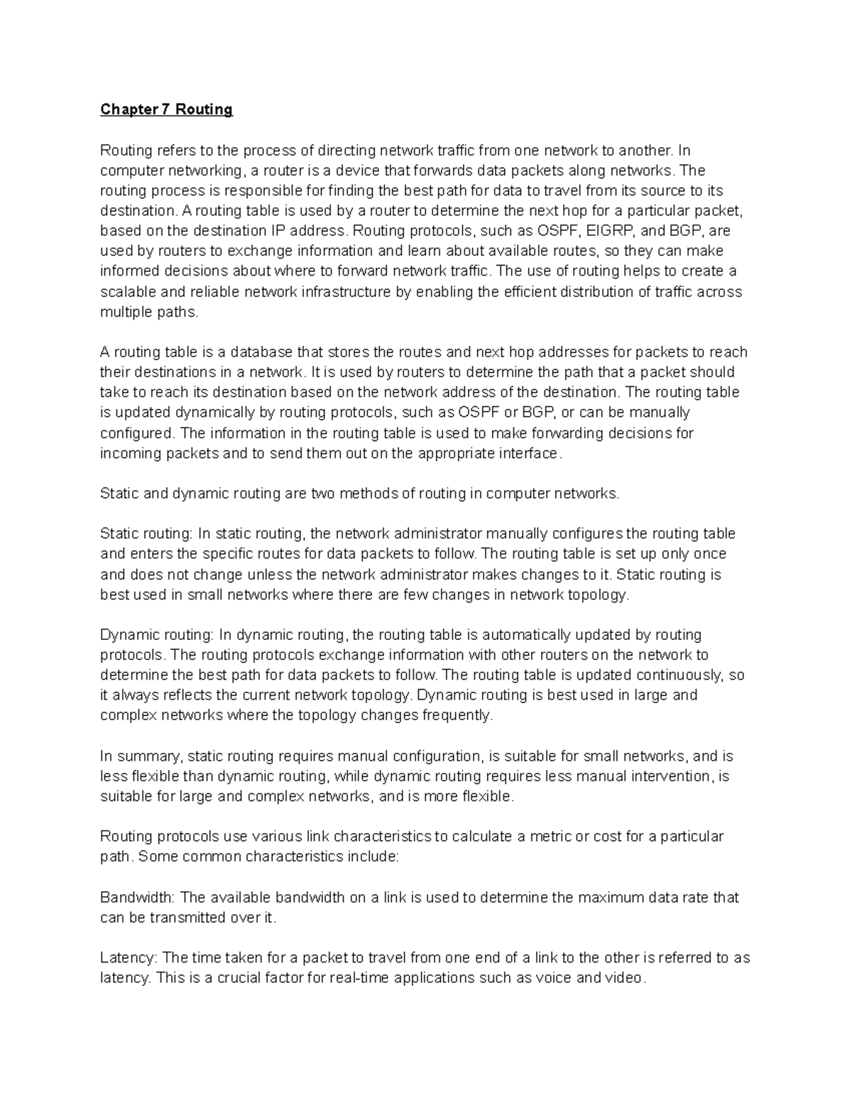 Chapter 7 Routing - Chapter 7 Routing Routing refers to the process of ...