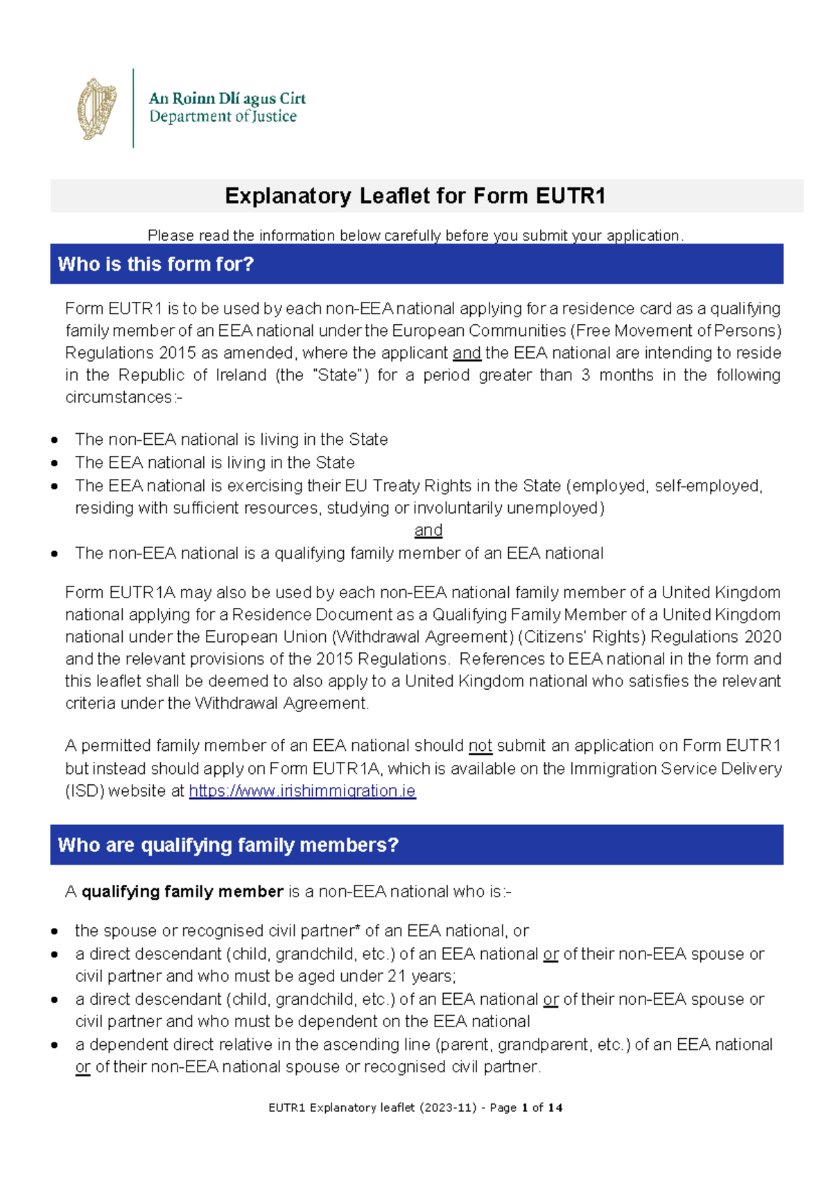 Explanatory Leaflet for Form EUTR1: Application Guidelines - Studocu