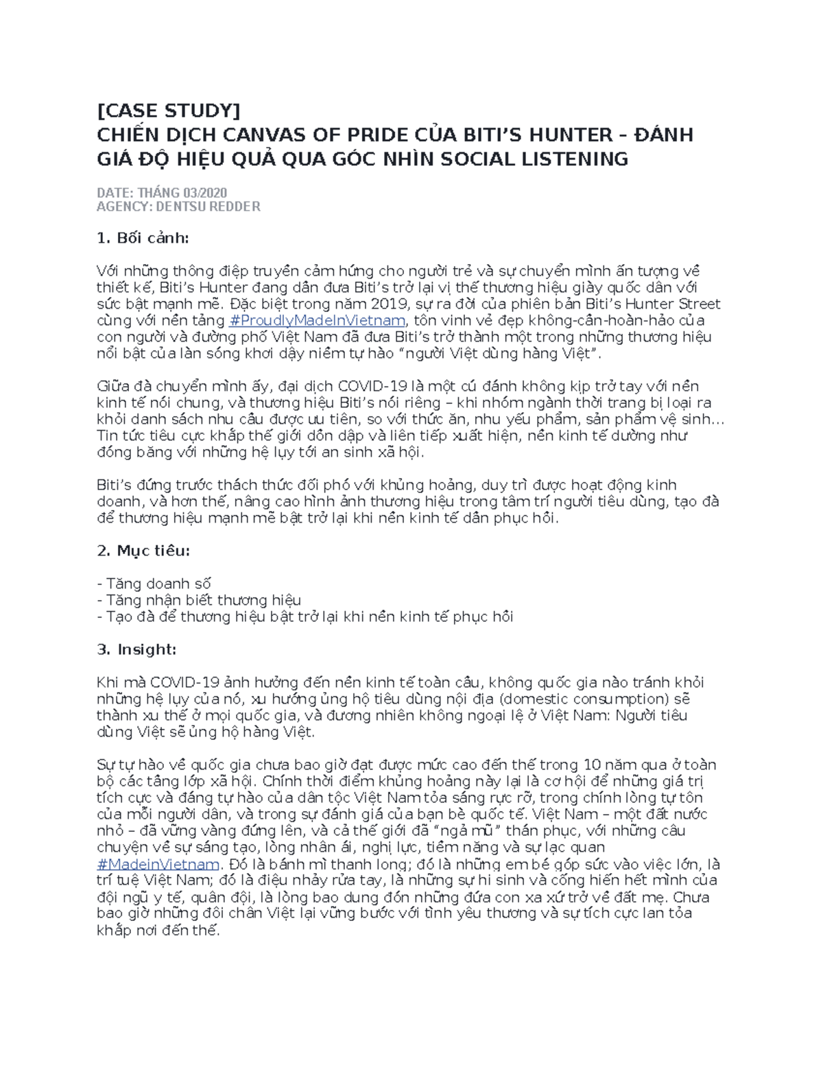 547873741 Case Study: Canvas of Pride Campaign by Biti's Hunter - Studocu