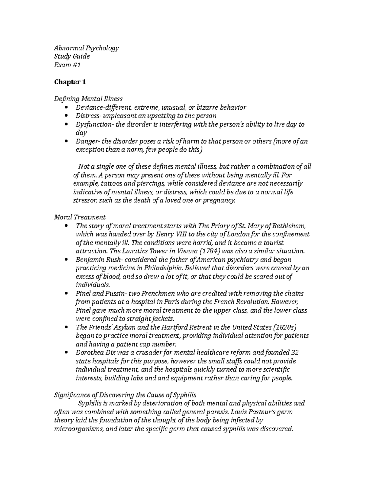 Abnormal Psychology Exam 1 Study Guide: Key Concepts & Insights - Studocu
