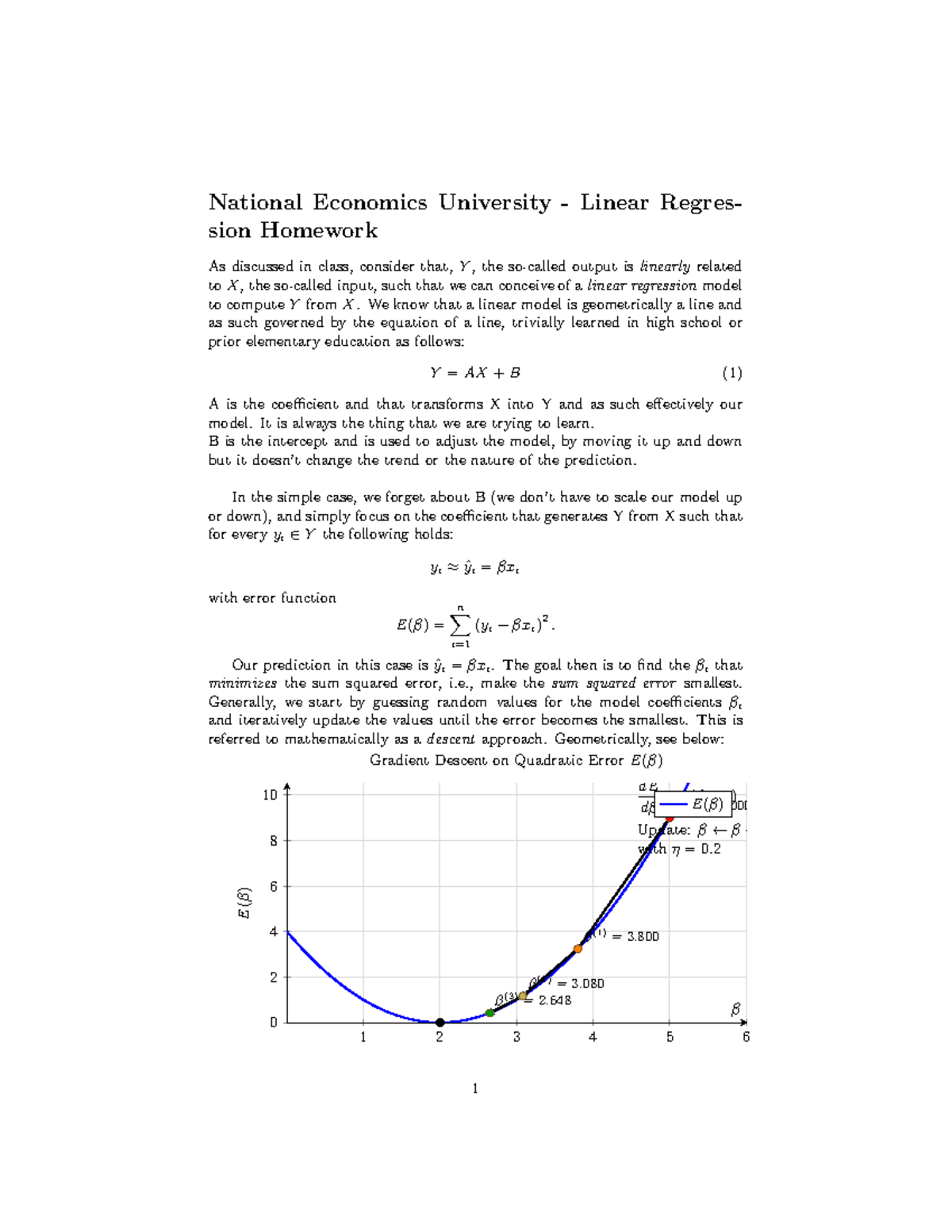 Linear Regression Homework - National Economics University - Studocu