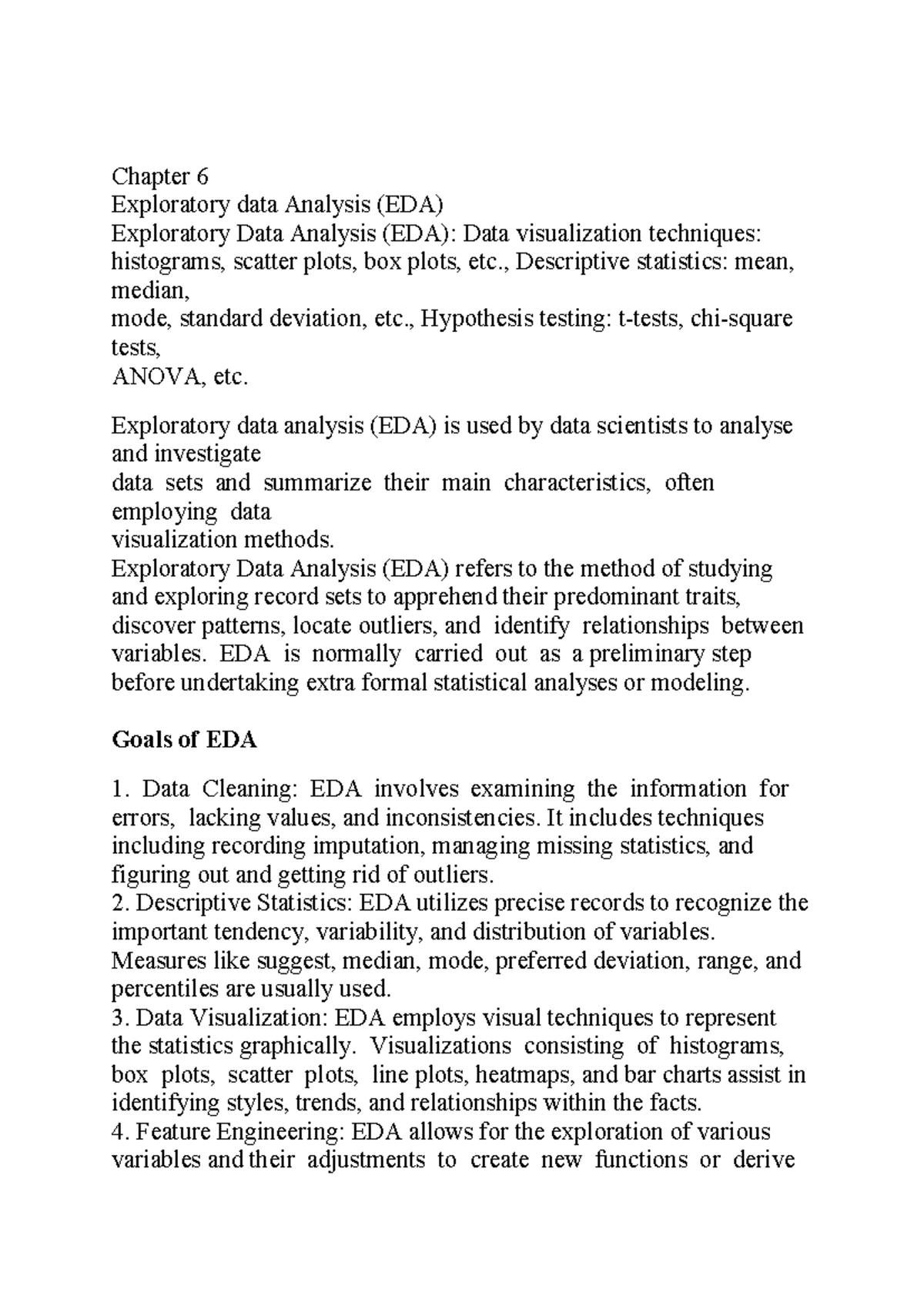 Chapter 6: Exploratory Data Analysis (EDA) Techniques in Tycs-unit2 ...