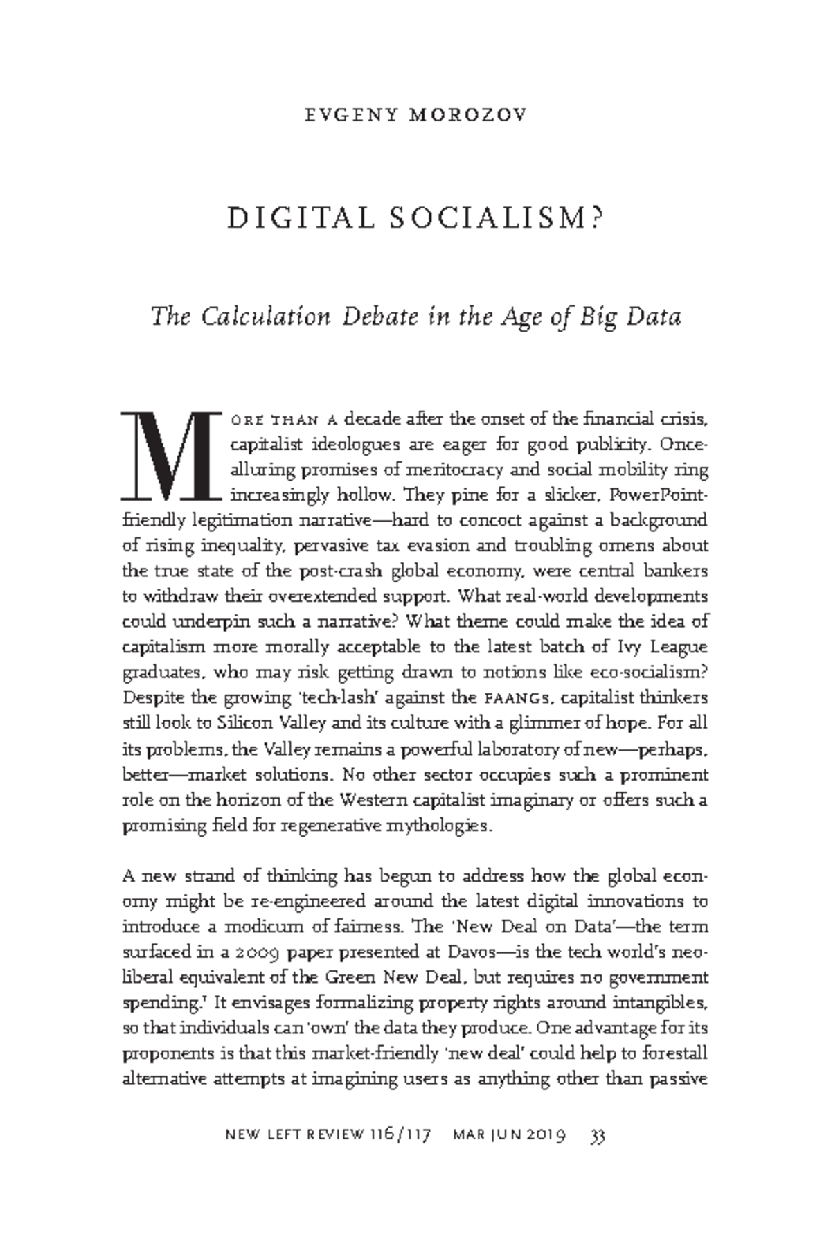 Evgeny Morozov's Digital Socialism: Revisiting the Calculation Debate ...