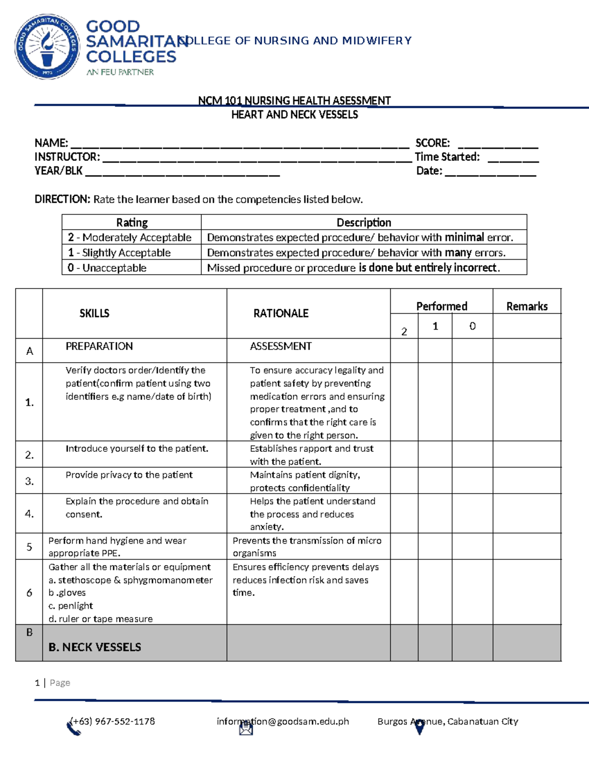 NCM 101 - Nursing Health Assessment: Heart & Neck Vessels Final ...