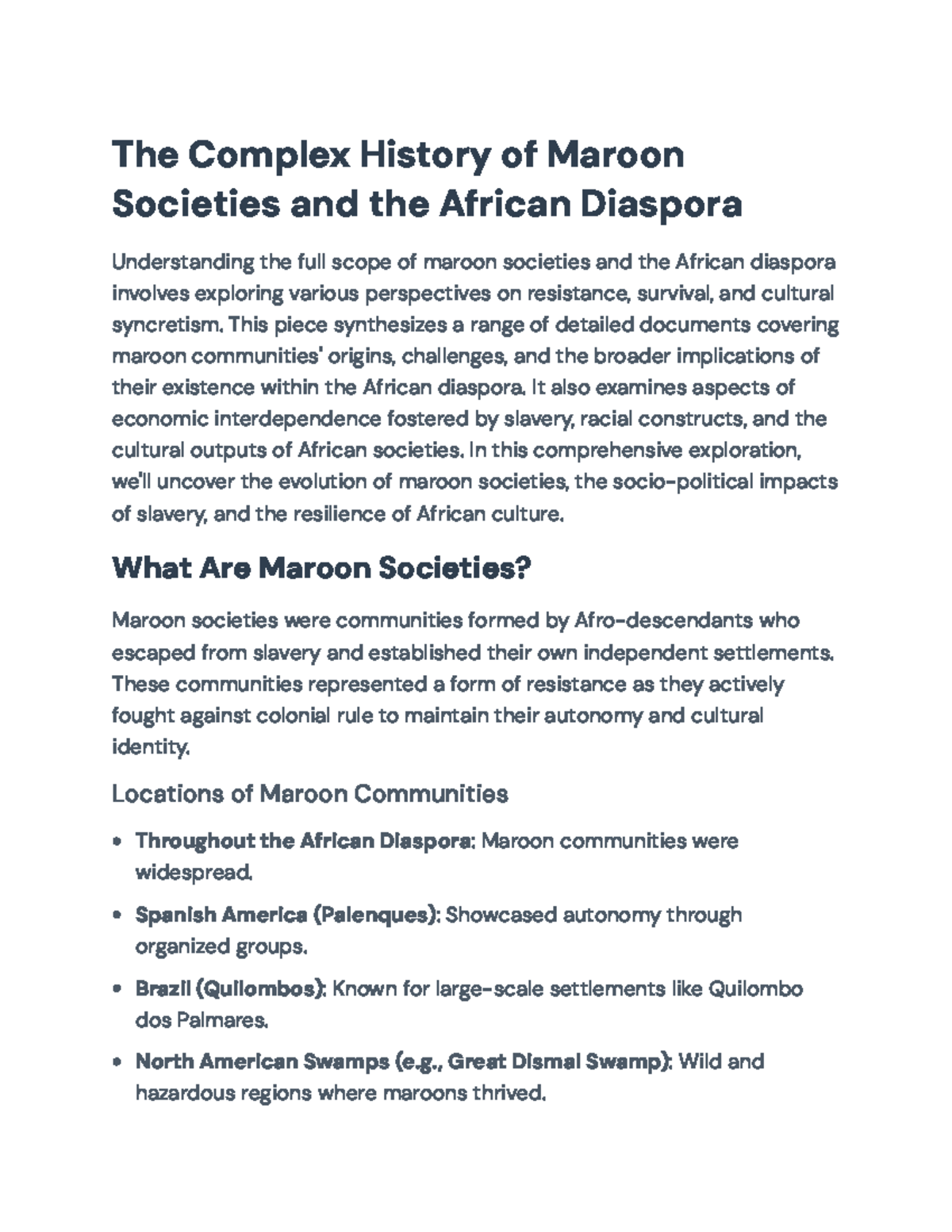 The Complex History of Maroon Societies and the African Diaspora - The ...