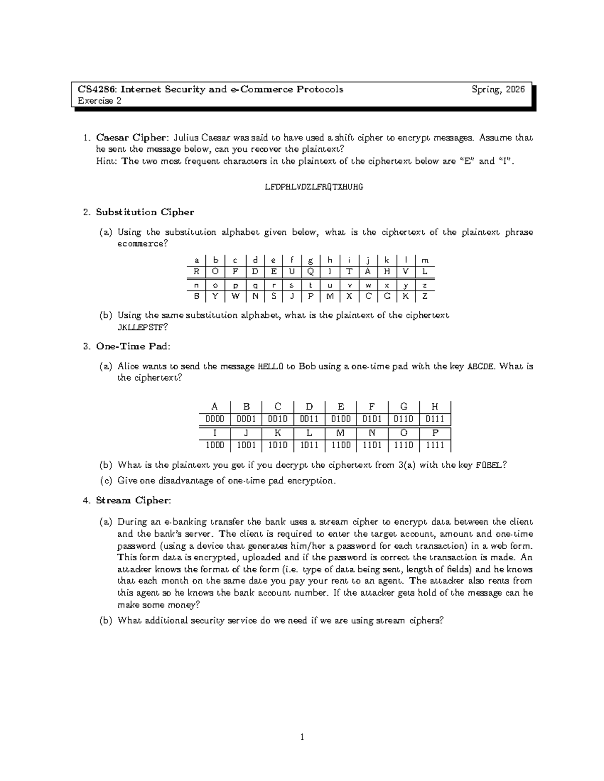 CS4286: Internet Security Exercise 2 - Ciphers and Encryption ...