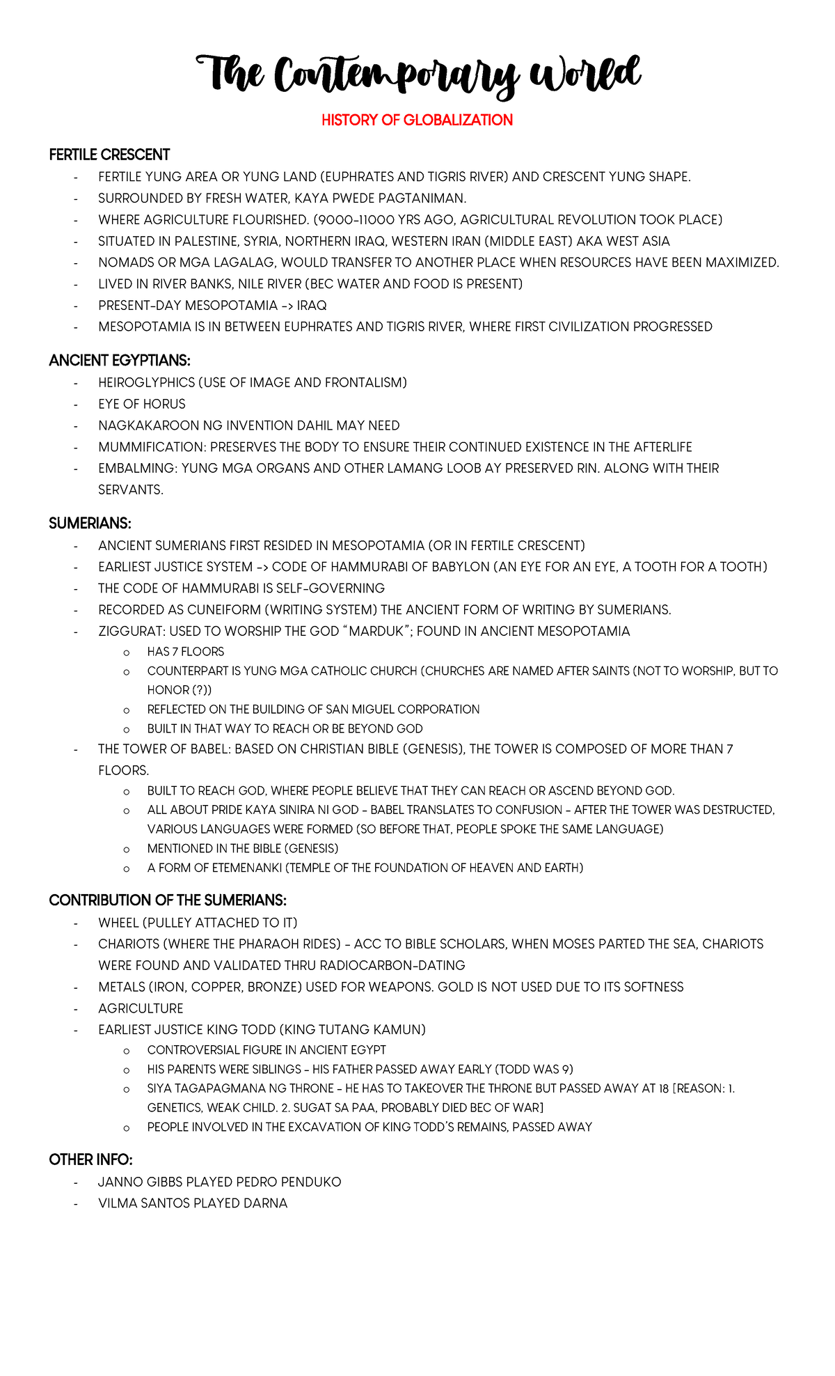 Contemp Prelims: History of Globalization & Fertile Crescent Insights ...