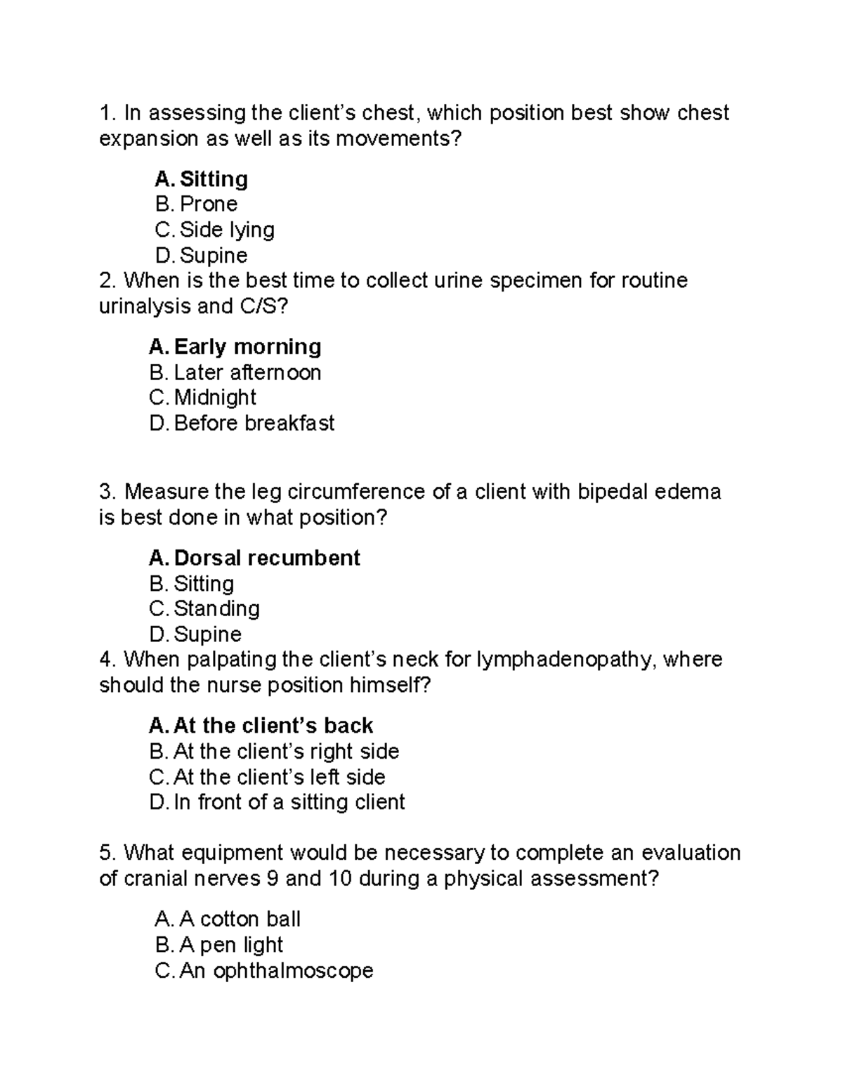Paper-2: Nursing Assessment Questions for Physical Exam Techniques ...