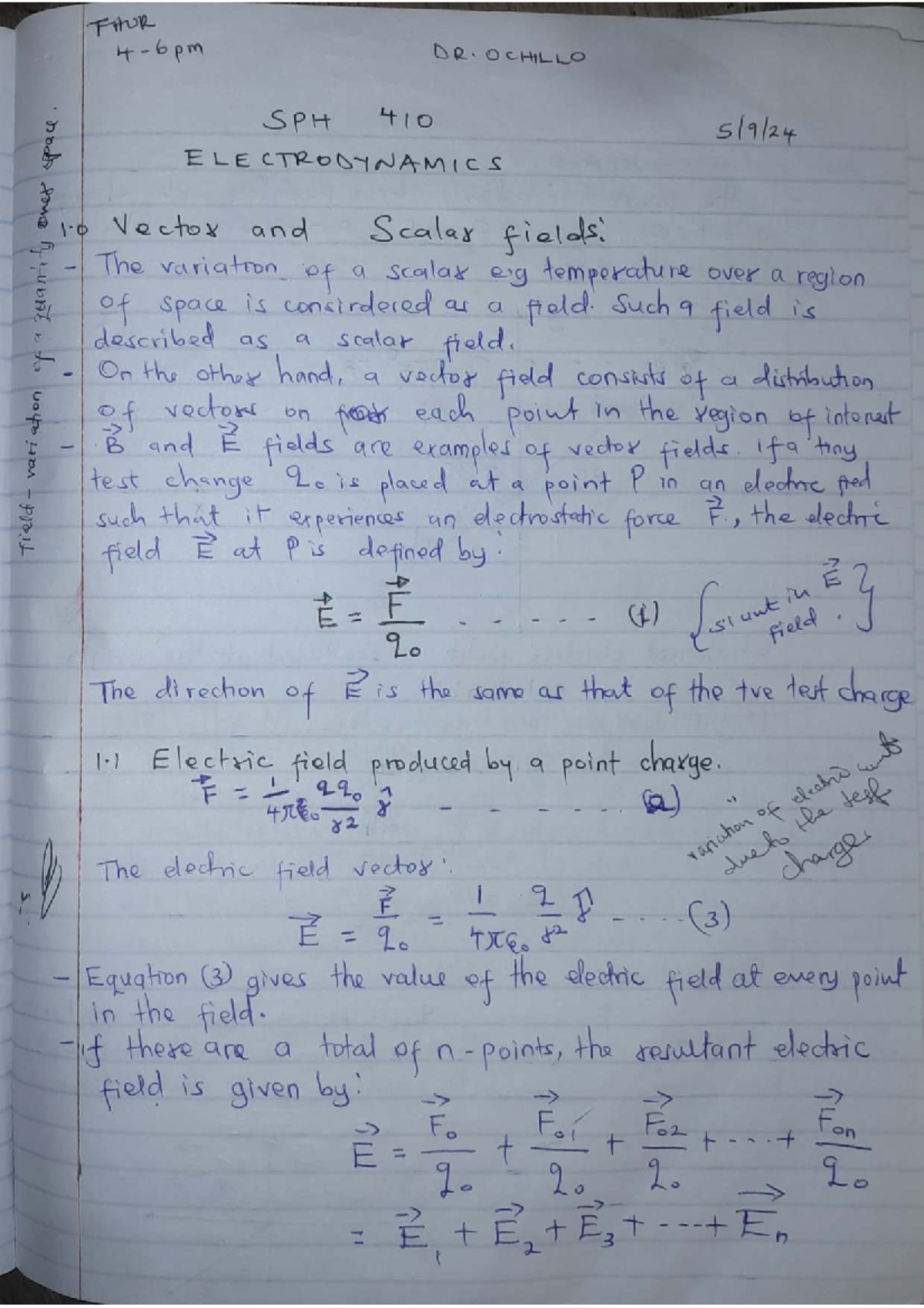FAUR 4 Electrodynamics Notes - Dr. Ochillo (6pm Class) - Studocu