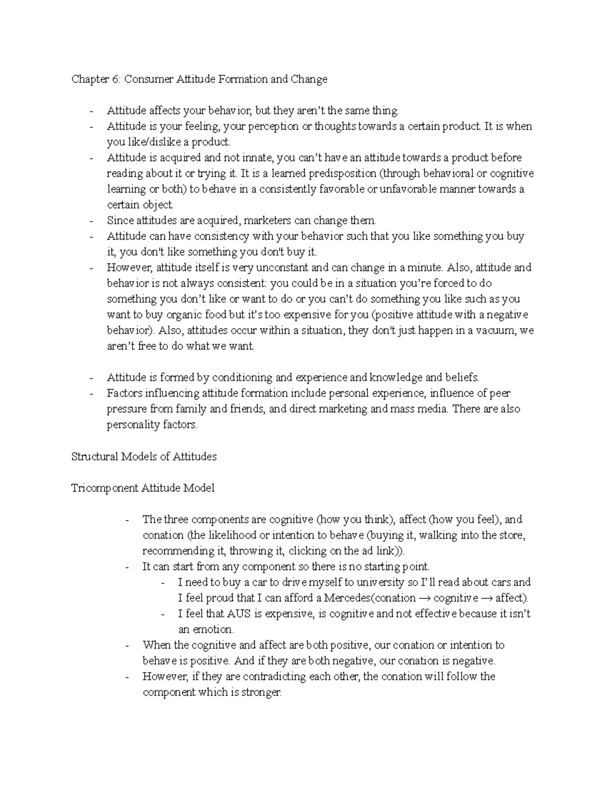 Chapter 6 Consumer Attitude Formation and Change - Attitude is your ...