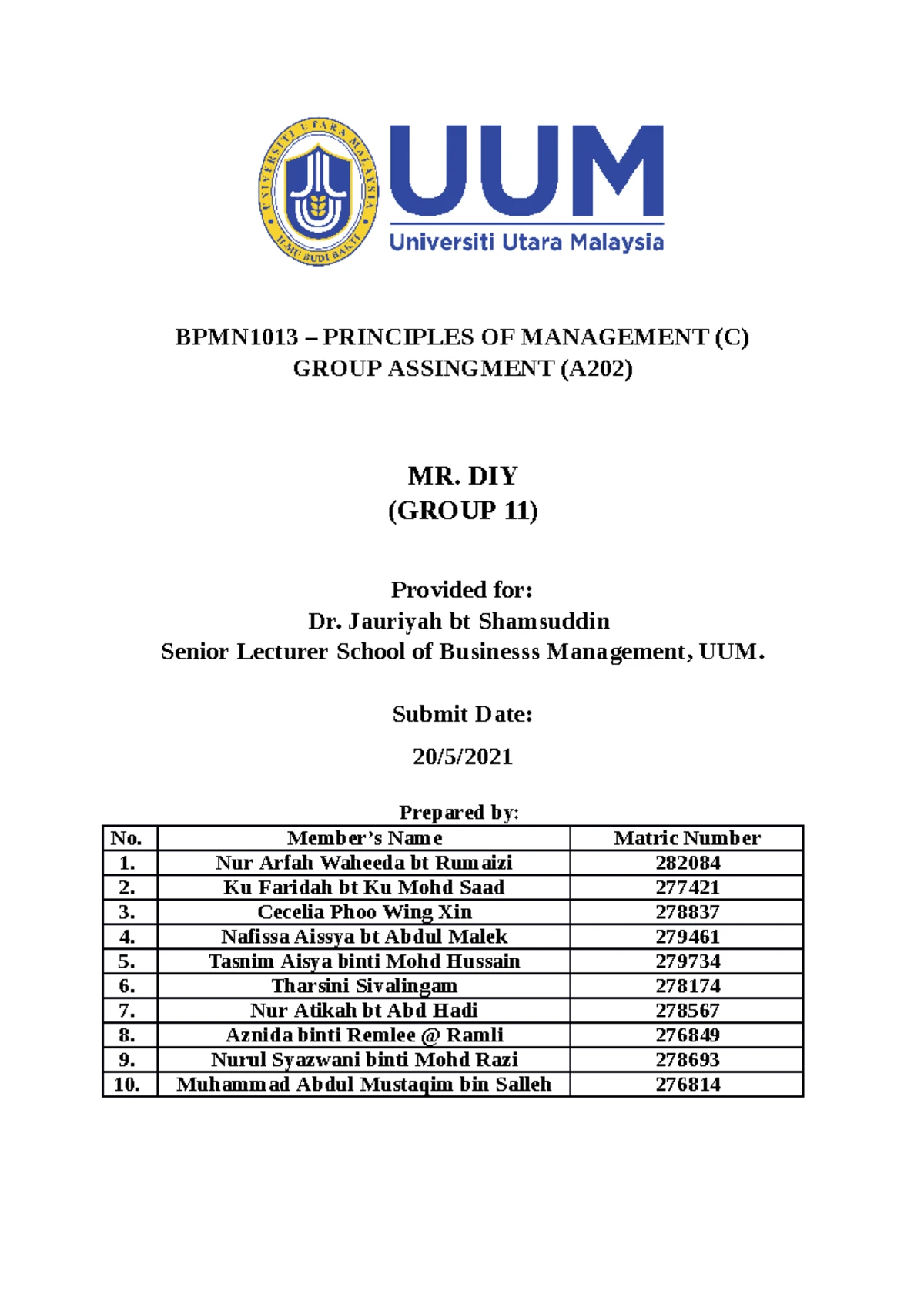 Individual Assignment MGT 162 - INDIVIDUAL ASSIGNMENT STUDENT SELF ...