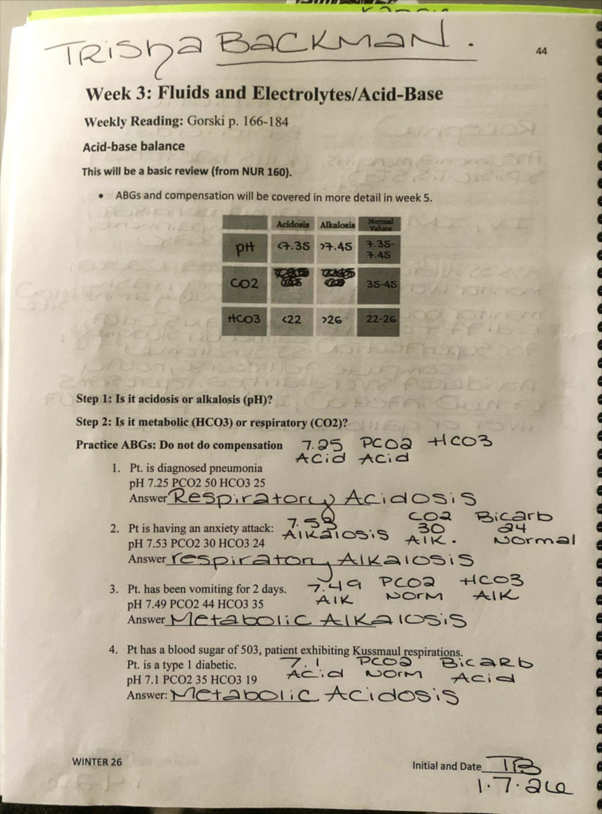 NUR 160 Week 3: Fluids, ABGs, and IV Therapy Overview - Studocu
