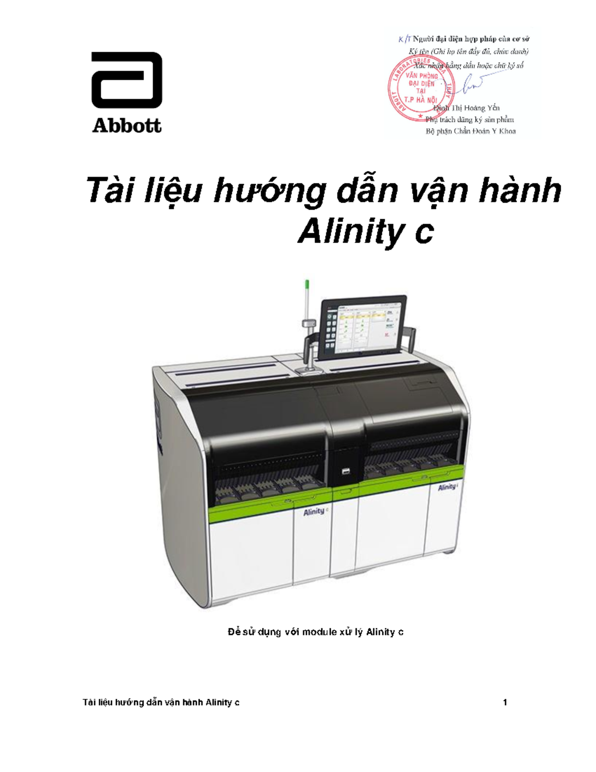 Hướng Dẫn Vận Hành Máy Phân Tích Alinity c - Studocu