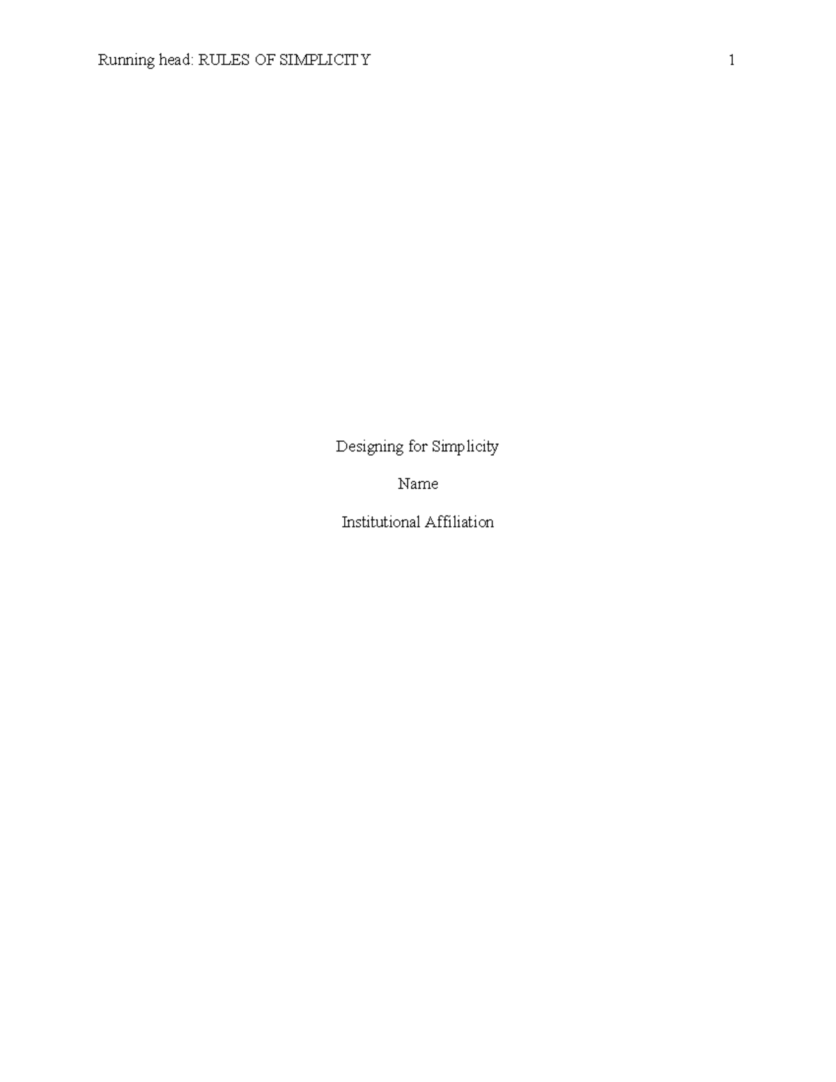 Class Assignment: Exploring the Rules of Simplicity in Design - Studocu