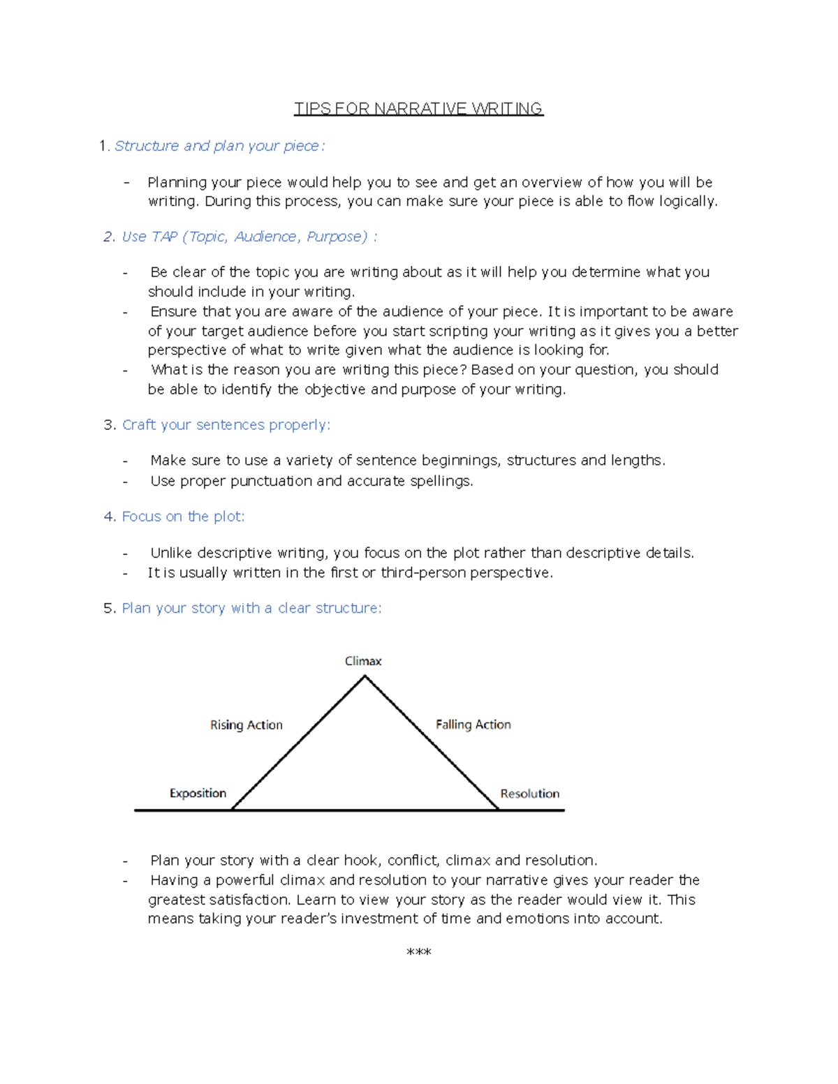 Narrative Writing Tips: Structure, Audience, and Crafting - Studocu