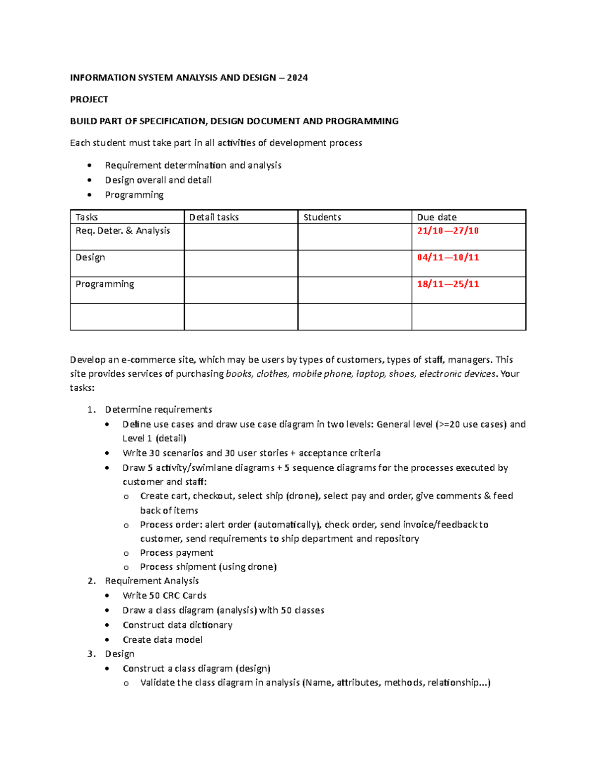 IS Analysis Design- Project 10 - INFORMATION SYSTEM ANALYSIS AND DESIGN ...