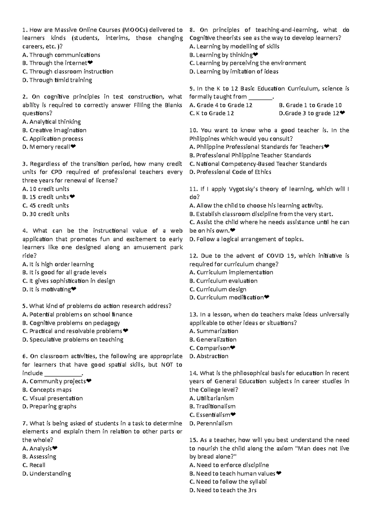 1 Prof Ed LET Reviewer 2024 - ProfEd LET Reviewer 150 Items with Answer ...