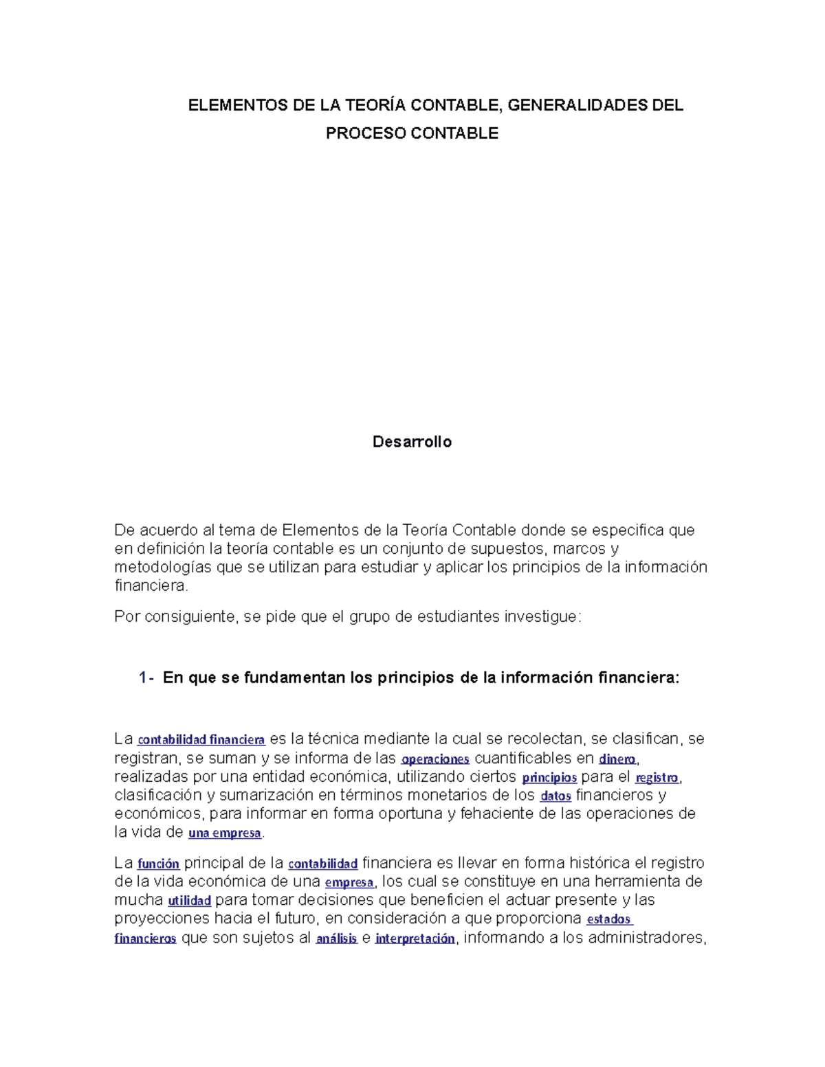 Elementos DE LA Teoría Contable - ELEMENTOS DE LA TEORÍA CONTABLE ...