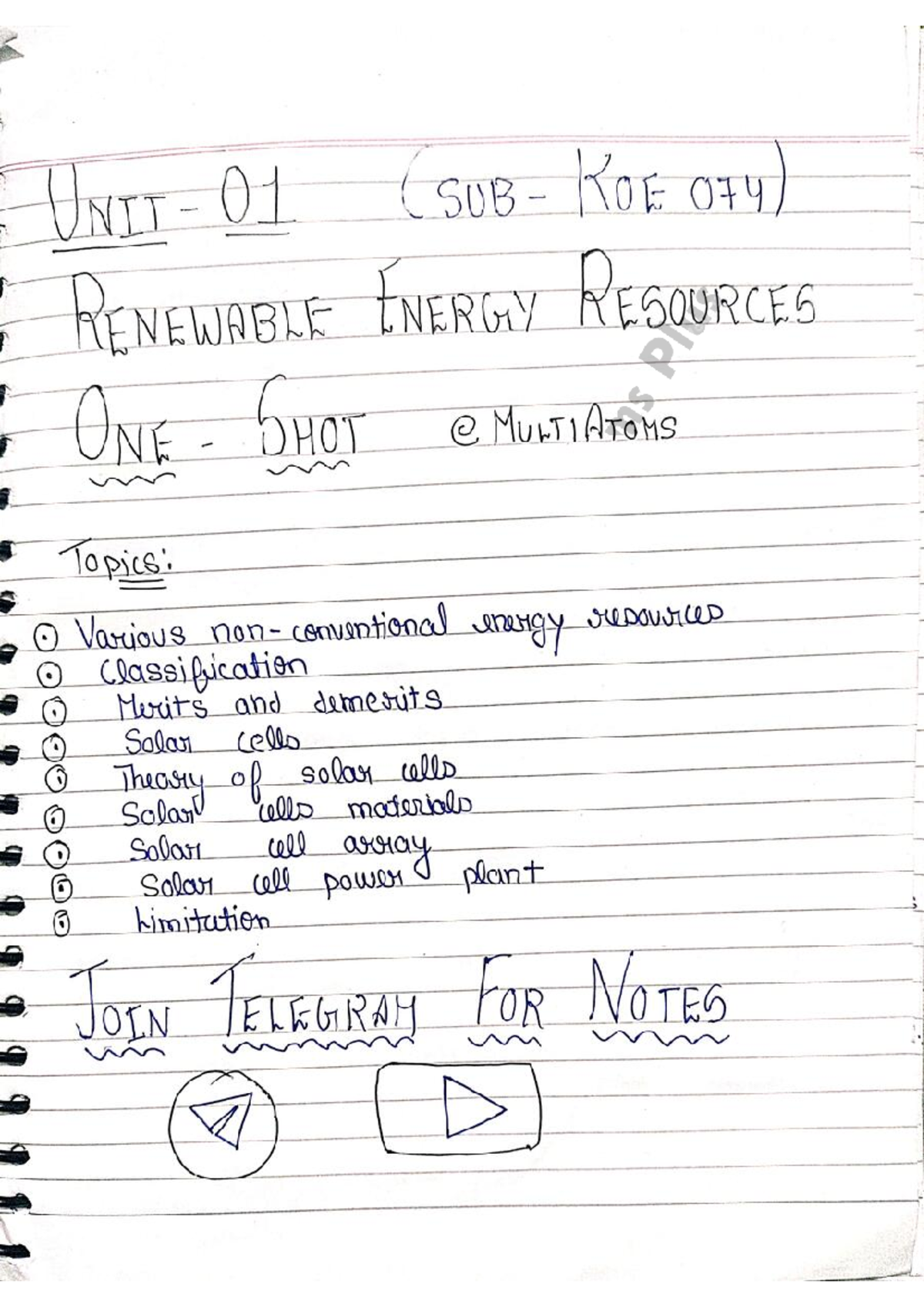 Renewable Energy Resources Overview (KOE 074) - Key Concepts and ...