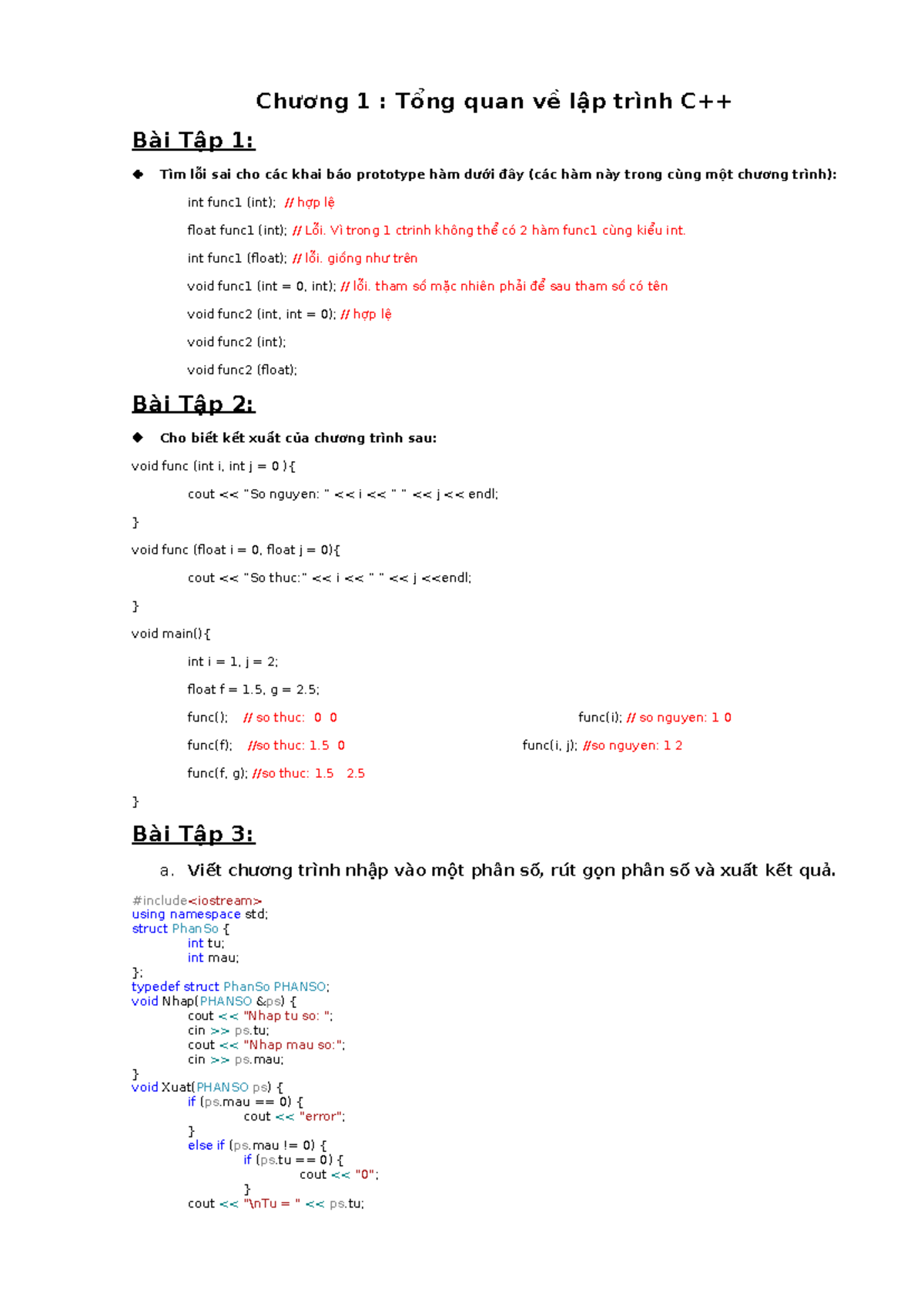 Bài Tập OOP - oop - Chương 1 : Tổng quan về lập trình C++ Bài Tập 1 ...
