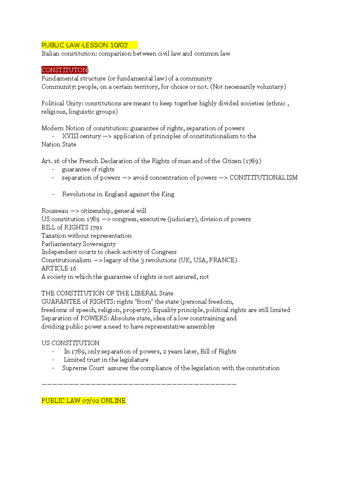 PUBLIC LAW: Italian Constitution and Comparative Legal Systems Insights ...