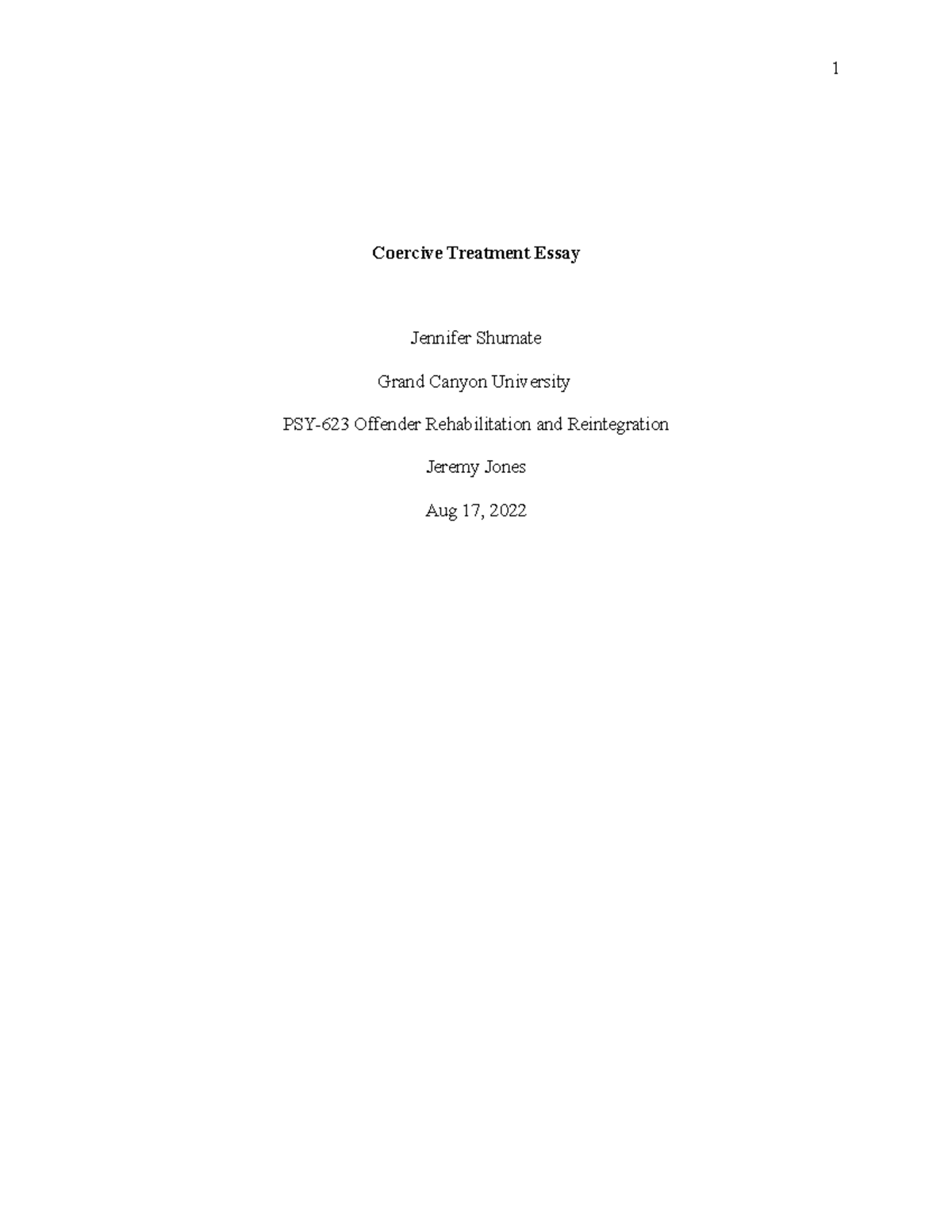 Coercive Treatment in Prisons: Analyzing Effectiveness in PSY-623 - Studocu