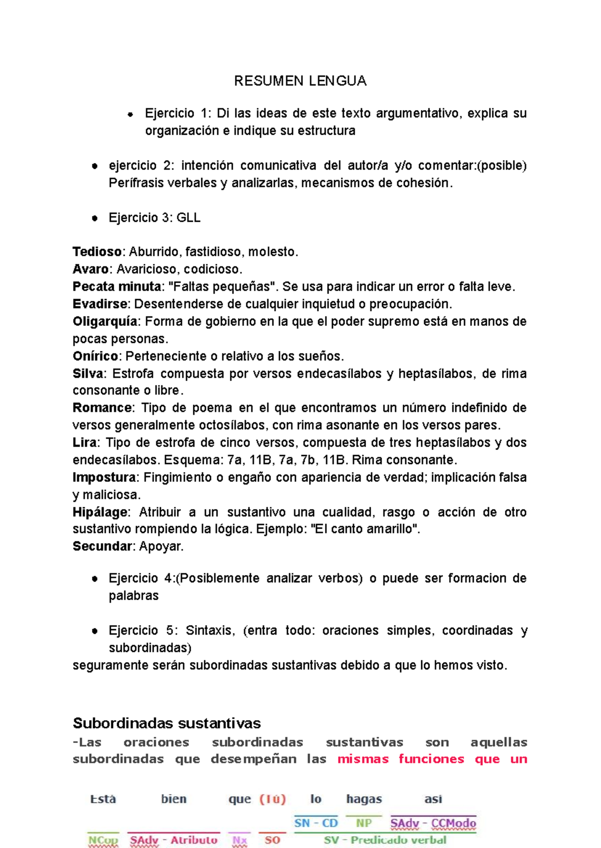 Resumen Lengua - RESUMEN LENGUA Ejercicio 1: Di las ideas de este texto ...