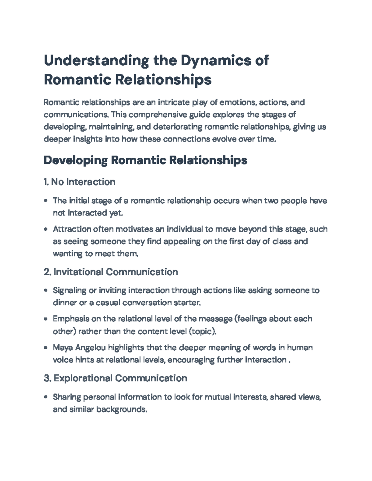 Understanding the Dynamics of Romantic Relationships: Stages ...