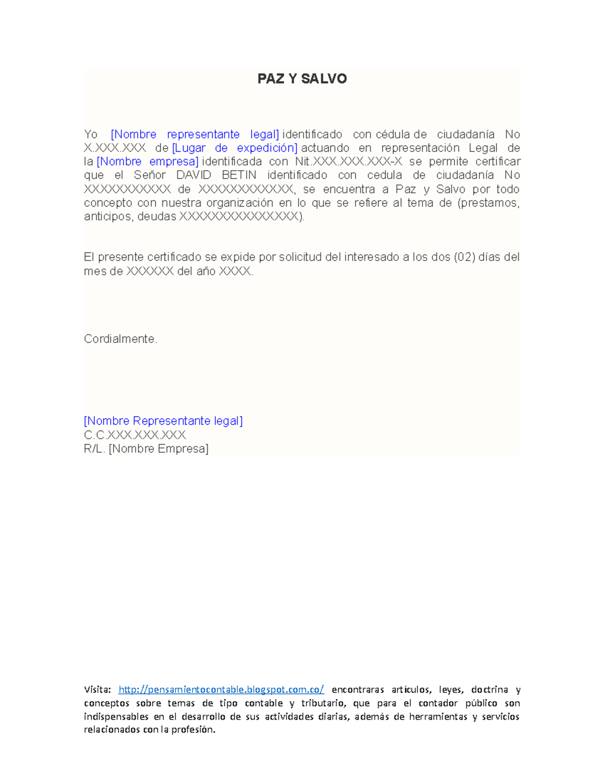 Certificado Paz y Salvo - 376536092 Documentación Legal - Studocu