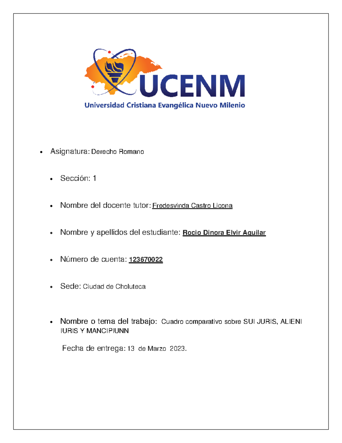 Cuadro Comparativo: Sui Juris, Alieni Iuris y Mancipium - Derecho ...