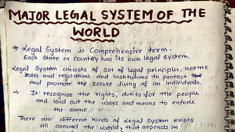 Jurisprudence Notes: Major Legal Systems of the World (LAW101) - Studocu
