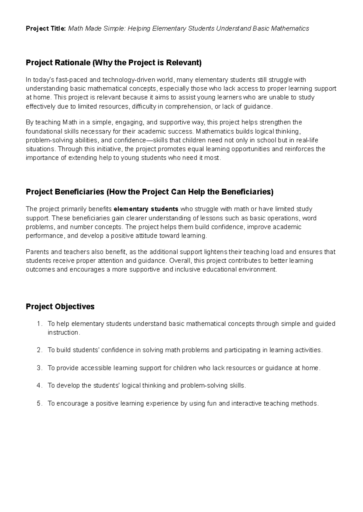 Math Made Simple: Supporting Elementary Students in Basic Math Concepts ...