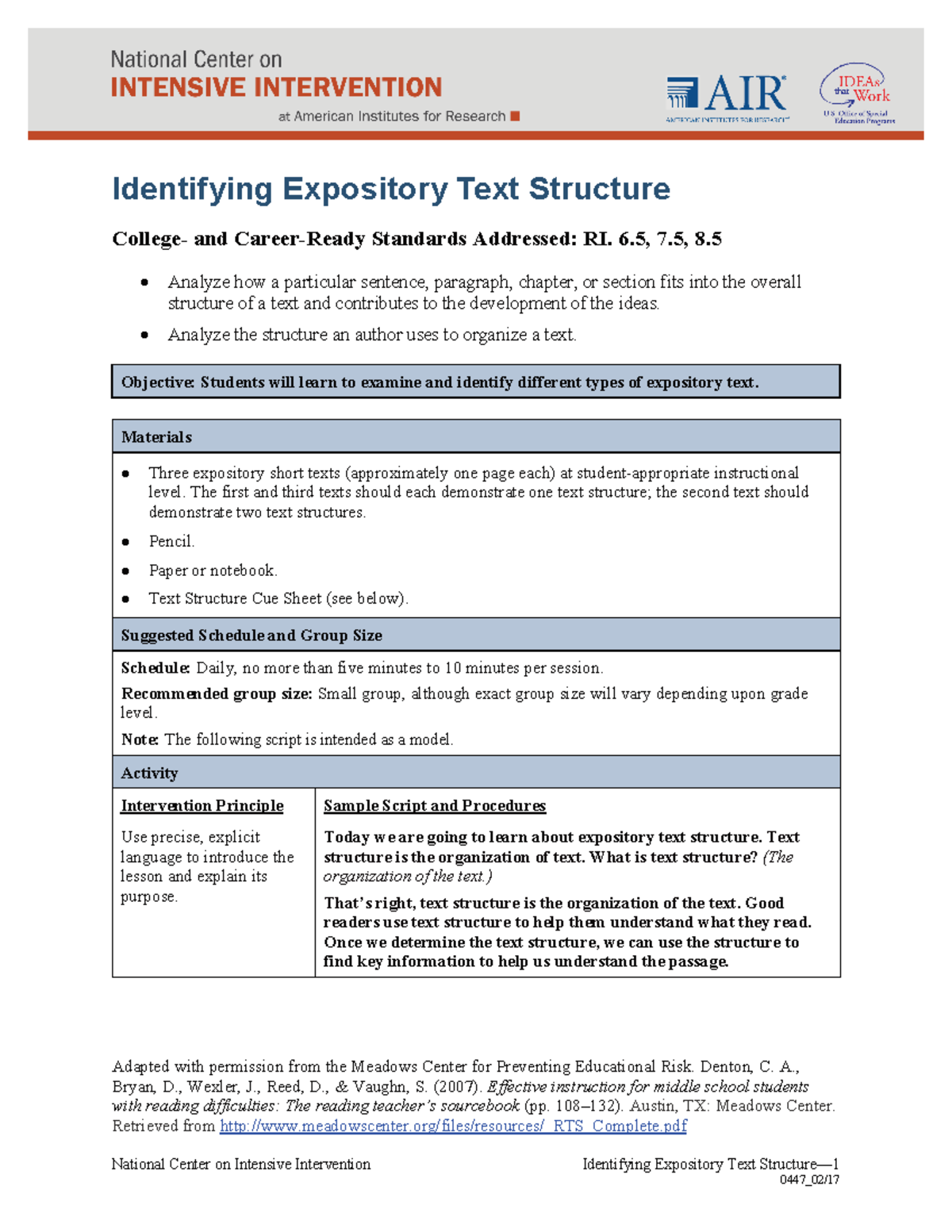 Expository Text Structure 508 - Identifying Expository Text Structure ...
