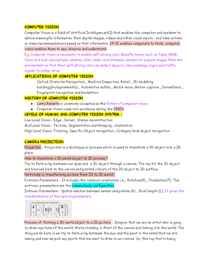 Computer Vision - Lecture notes all - COMPUTER VISION Computer Vision ...