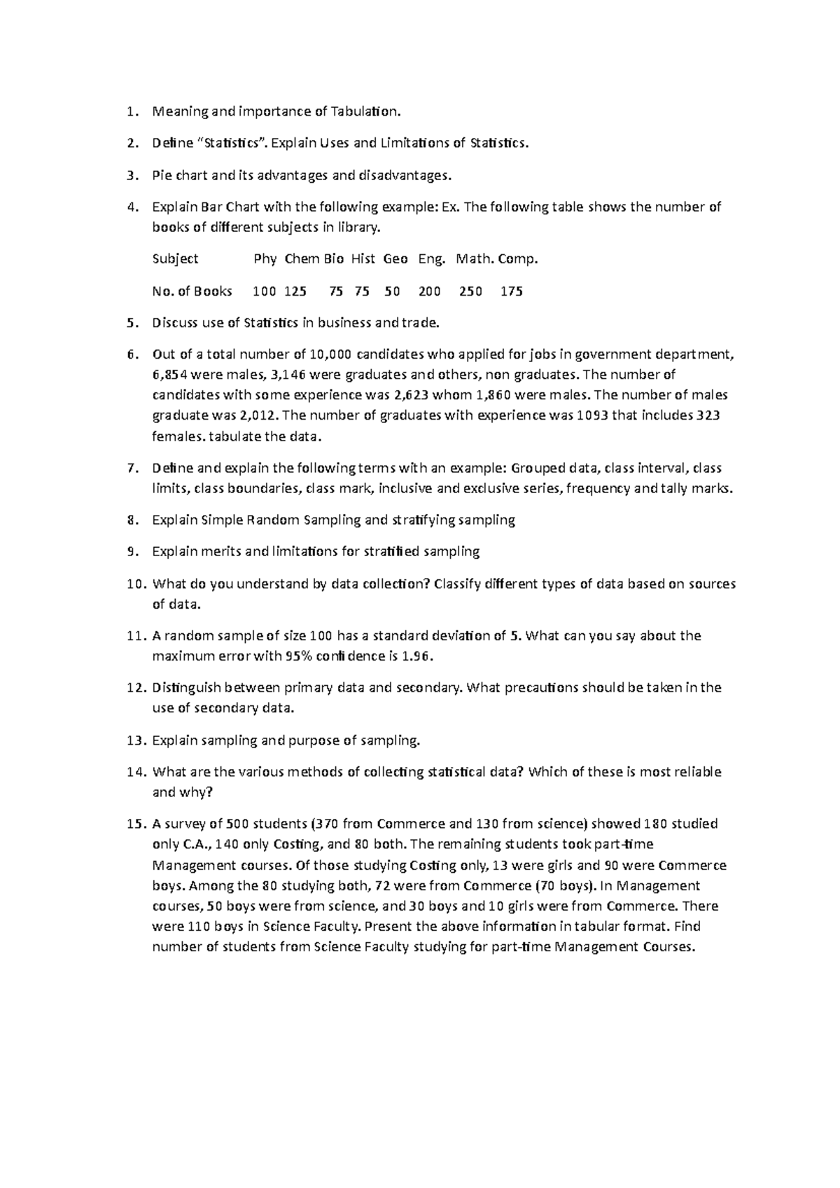 Quantitative Analysis Notes: Statistics, Tabulation, and Data ...
